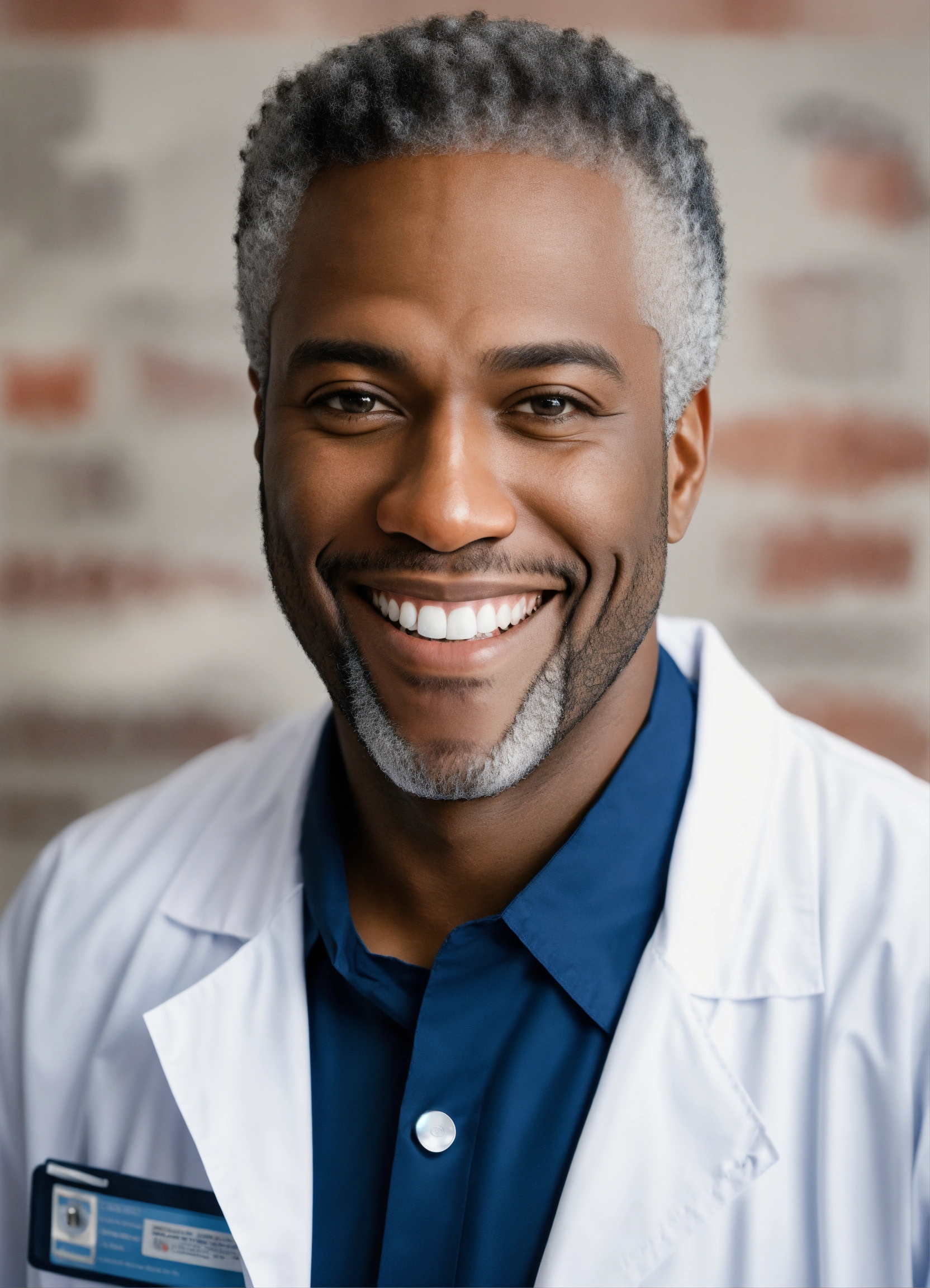 Lexica - A black man doctor grey hairs smiling for a picture with a ...