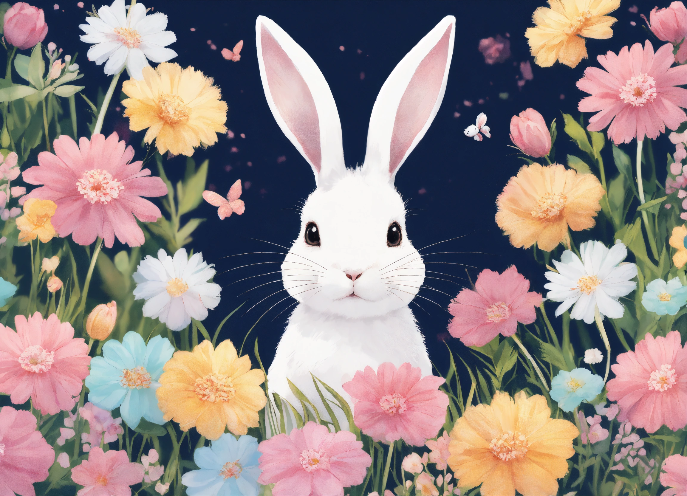 Lexica - Adorable cute white bunny rabbit with sweet eyes playing in ...