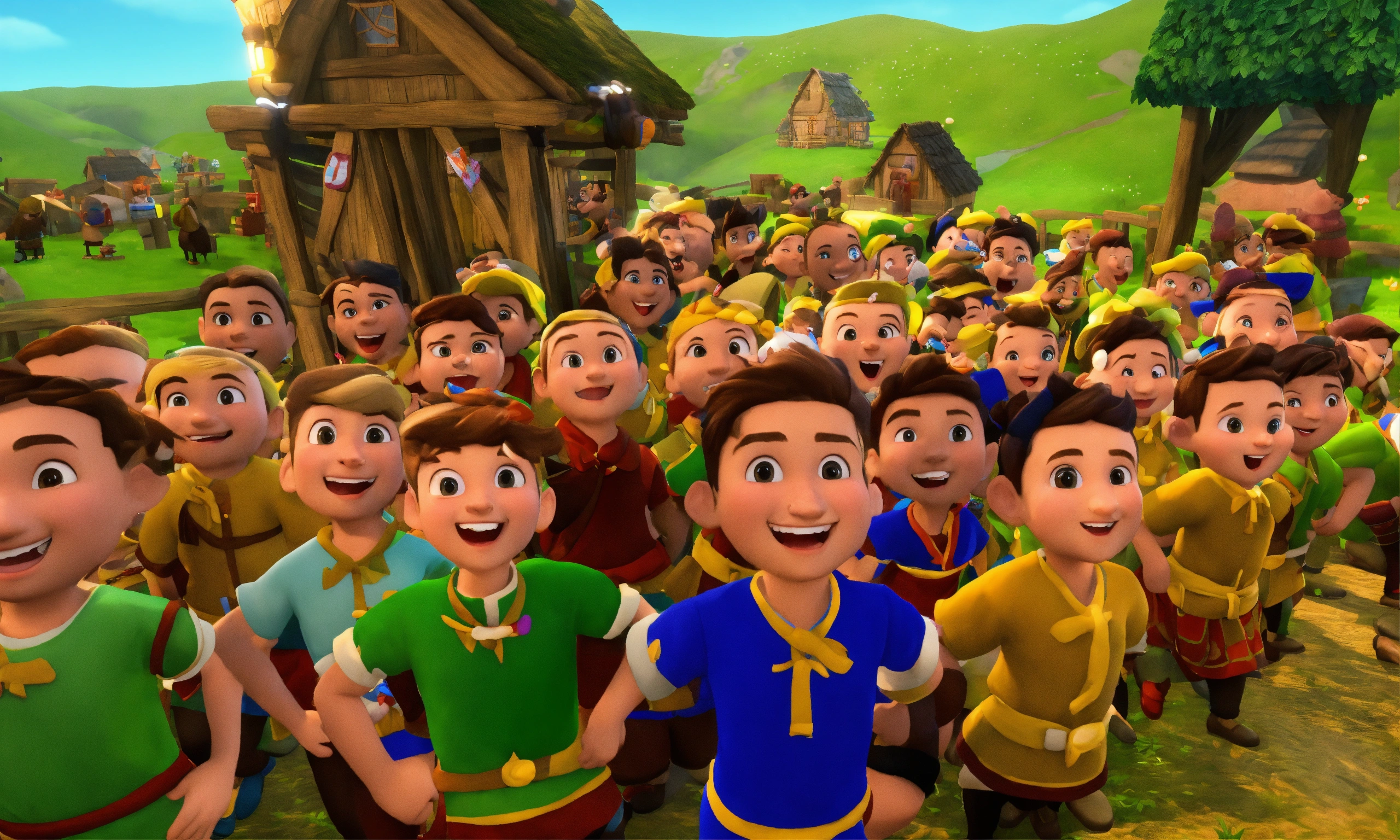 Lexica - Lots of happy villagers that shows unity animated