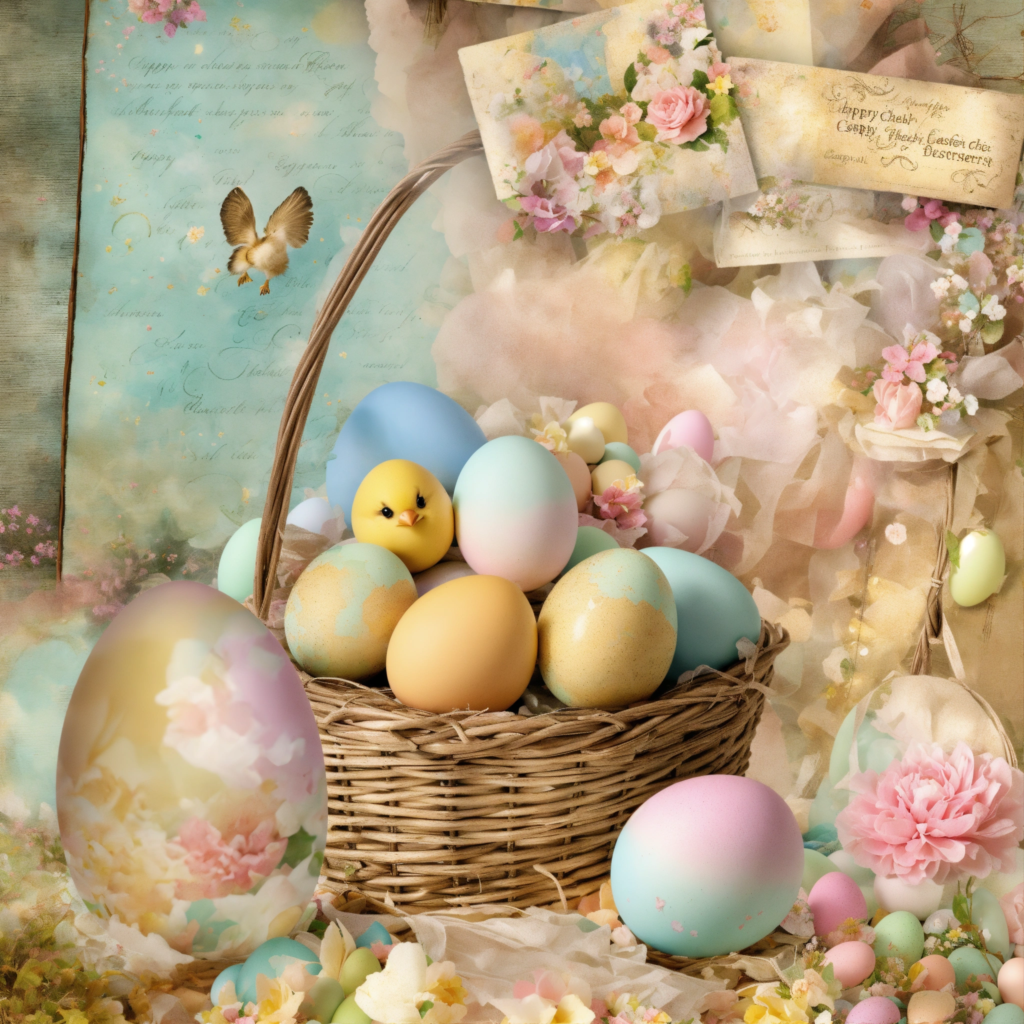 Lexica - Shabby chic dreamy mist pastel junk journals Easter eggs chick ...