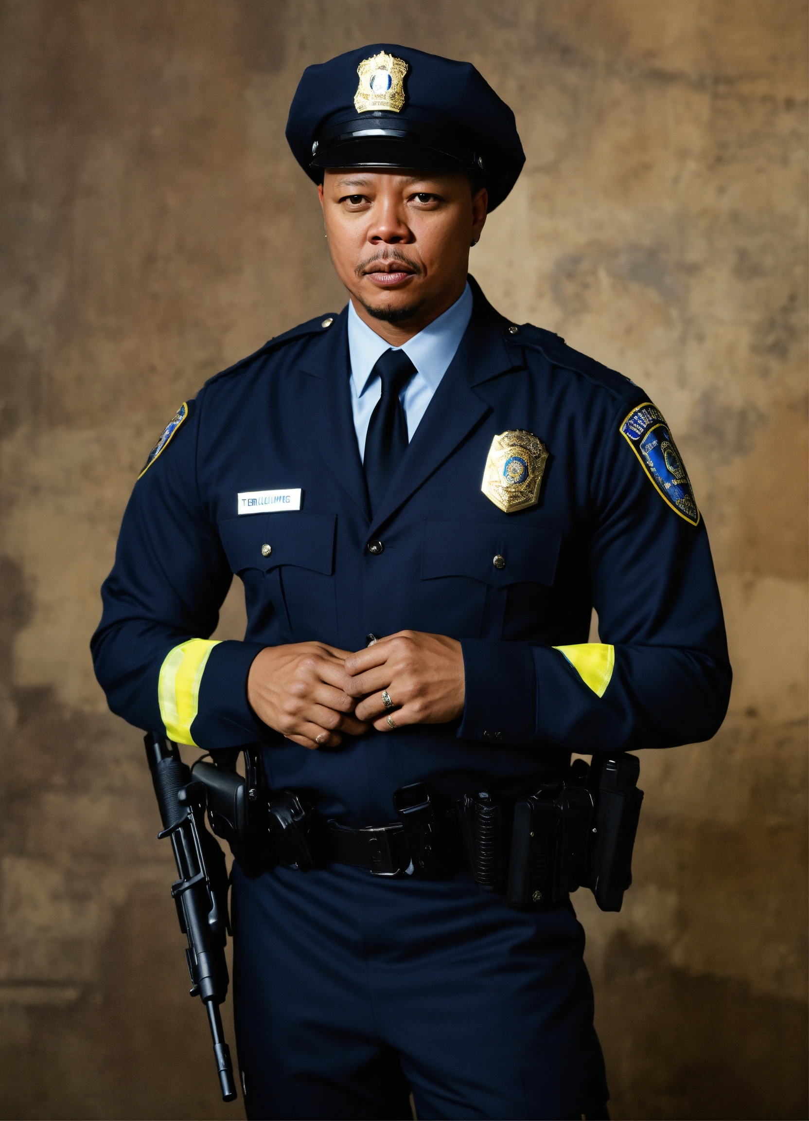 Lexica - Terrence Howard serious, worried, police uniform, ultra realistic
