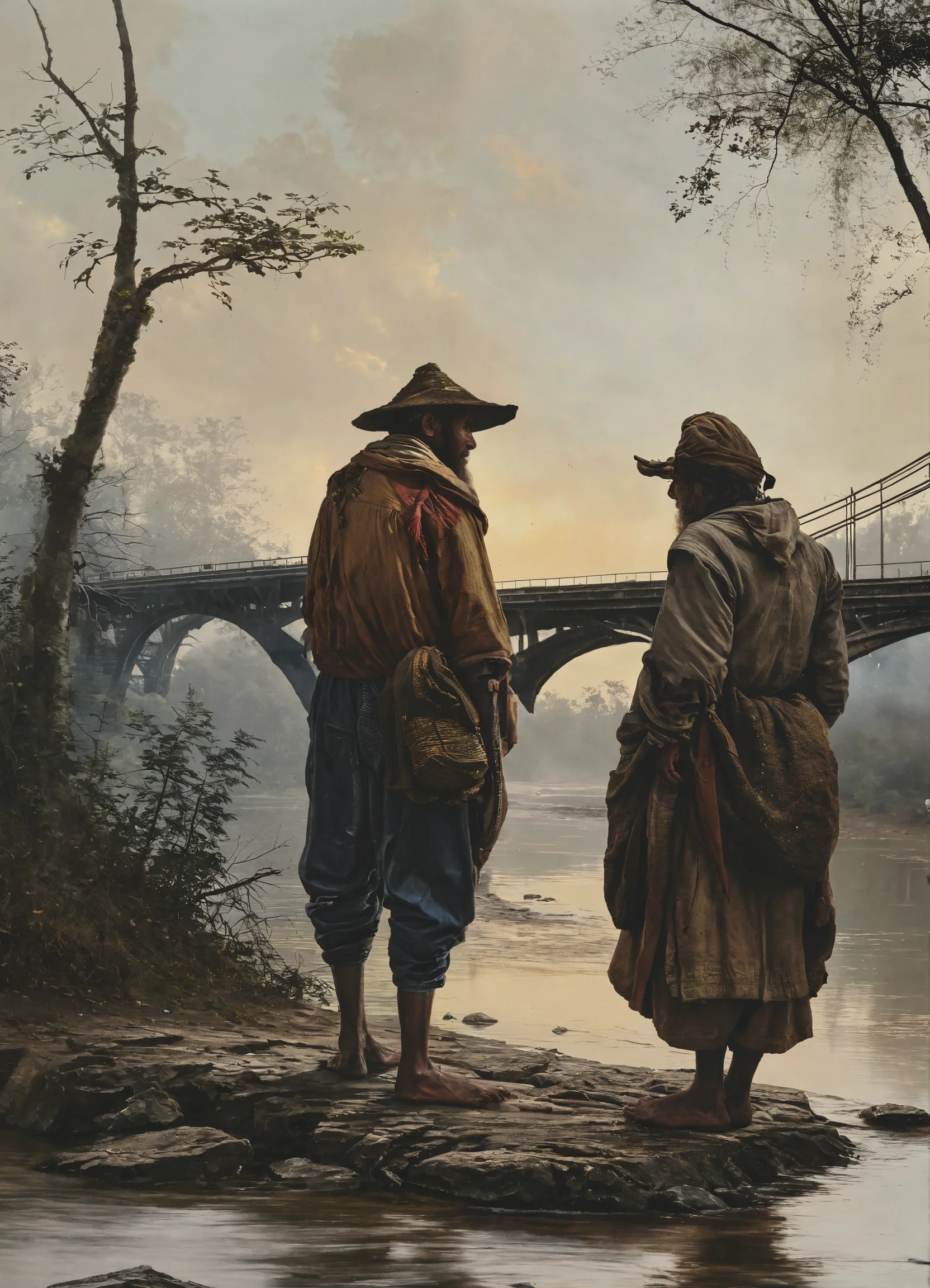 Lexica - Two beggars approach a big new bridge and looking away... they ...