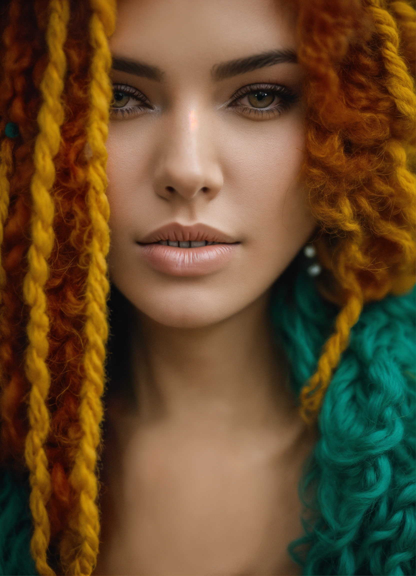 Lexica - Portrait of a beautiful woman covered in wool hair