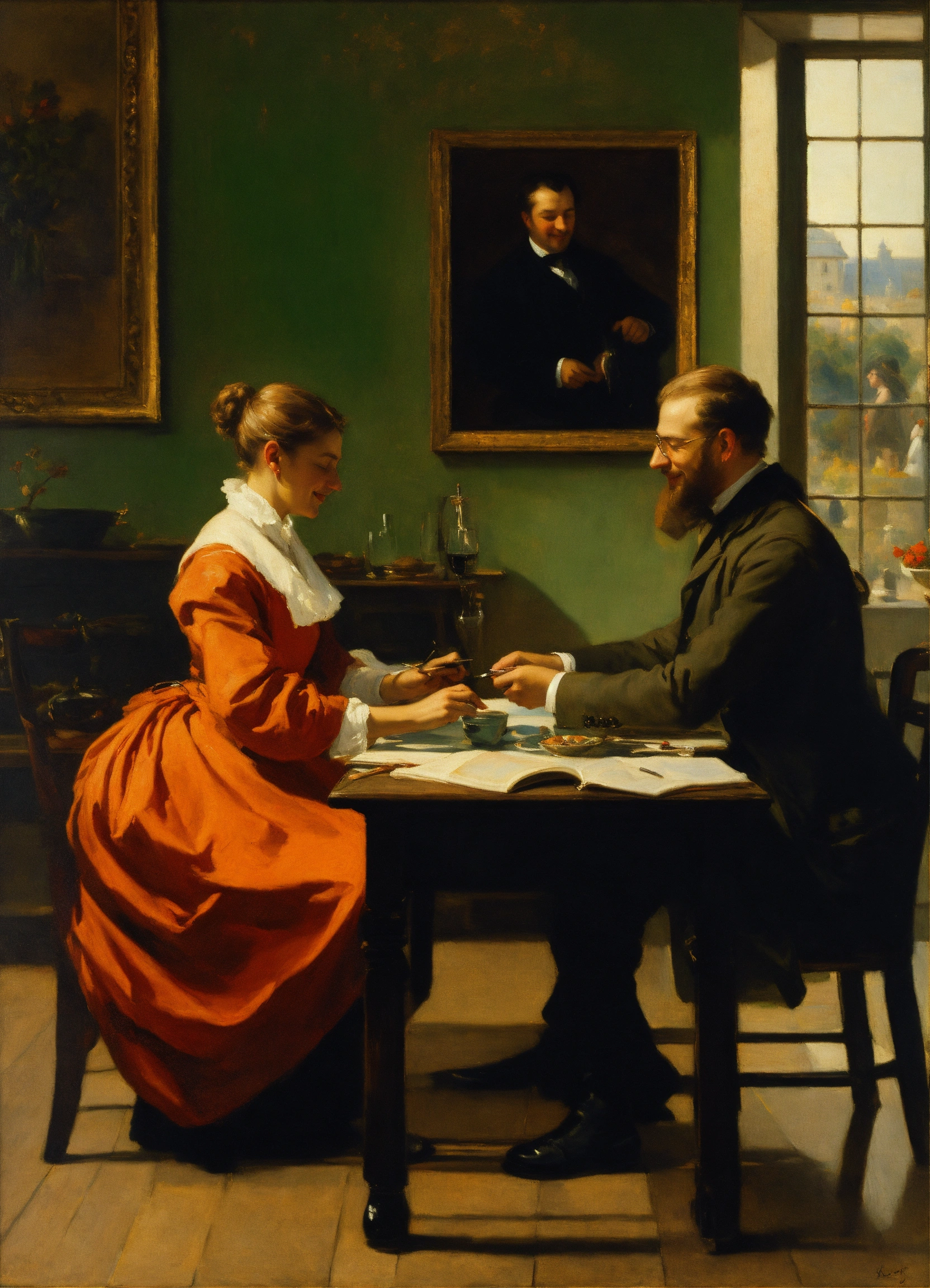 Lexica - Two people making a deal happy in the style of the danish ...