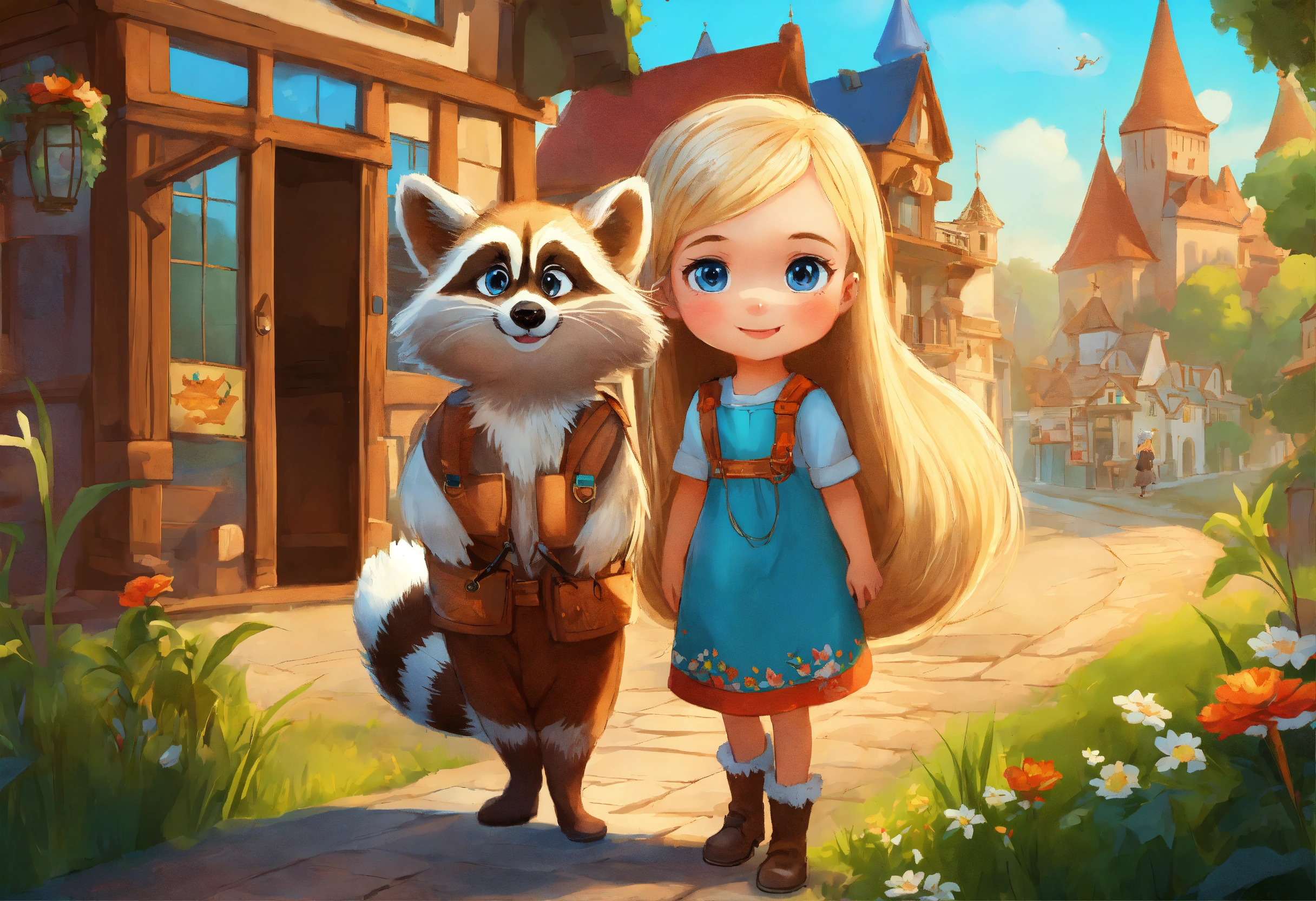 Lexica - Cartoon russian fairy taie style image little girl with long ...