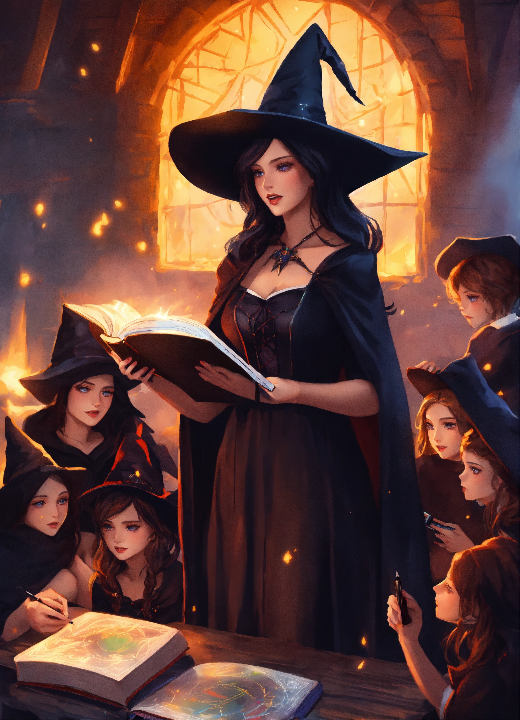 Lexica - Fantasy art Witch wearing a witches black hat and black cape ...