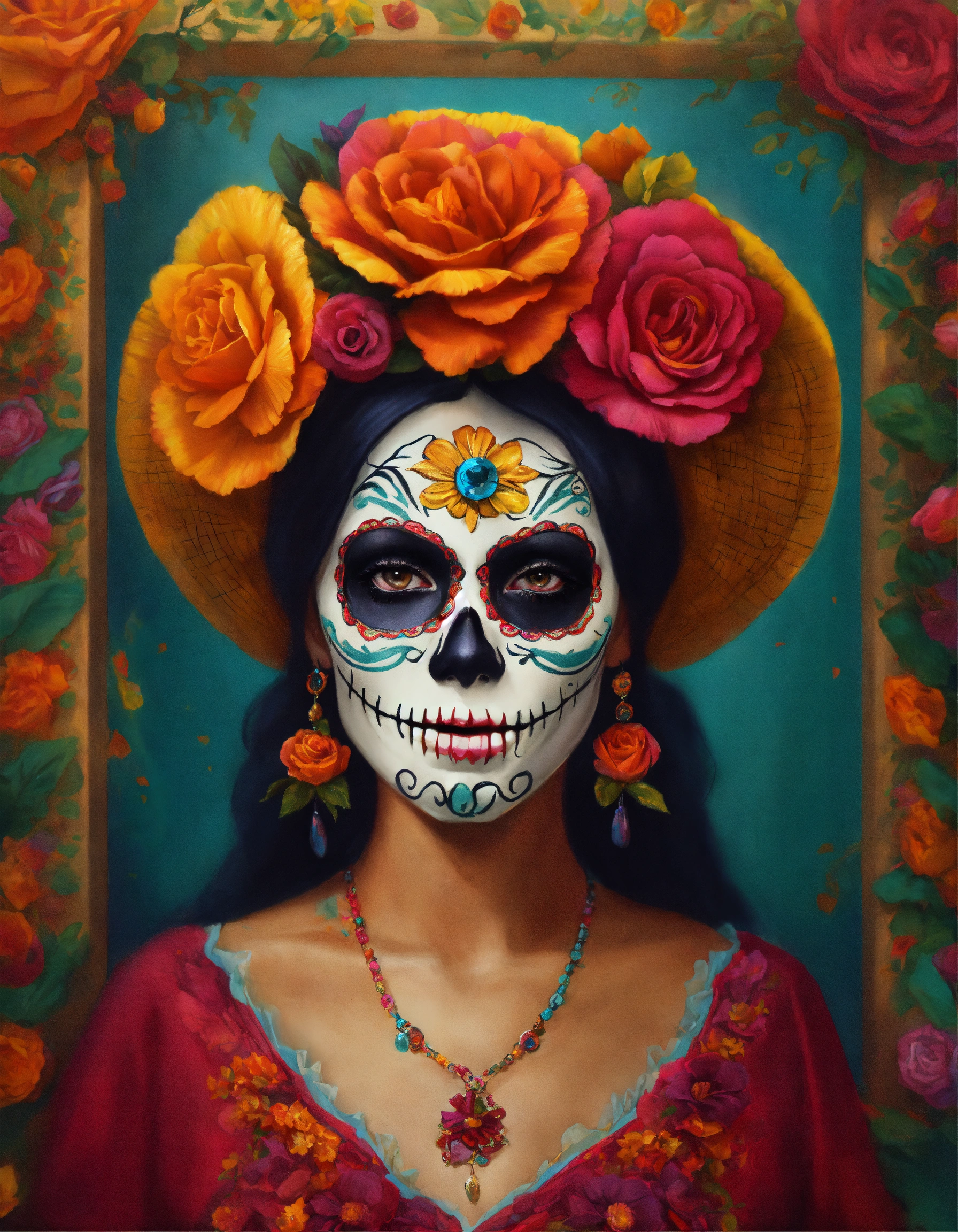 Lexica - Mexican catrina mexican happy colors very realistic, mexican ...