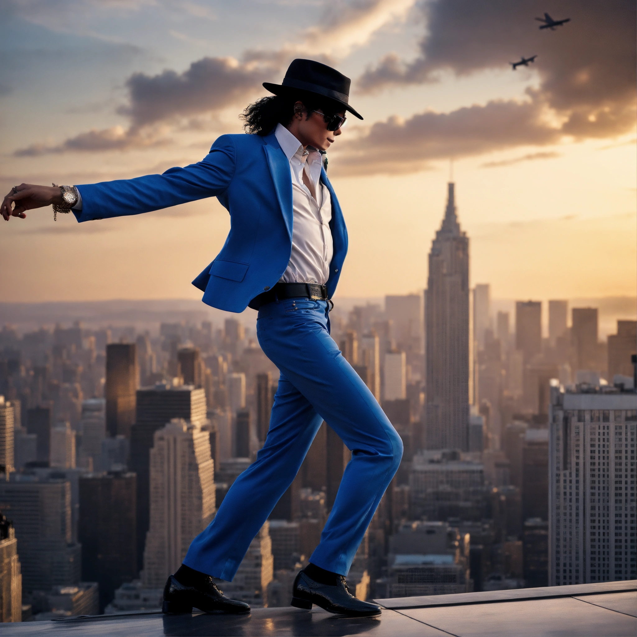 Lexica - Michael Jackson dancing on the roof of a skyscraper, 747 ...
