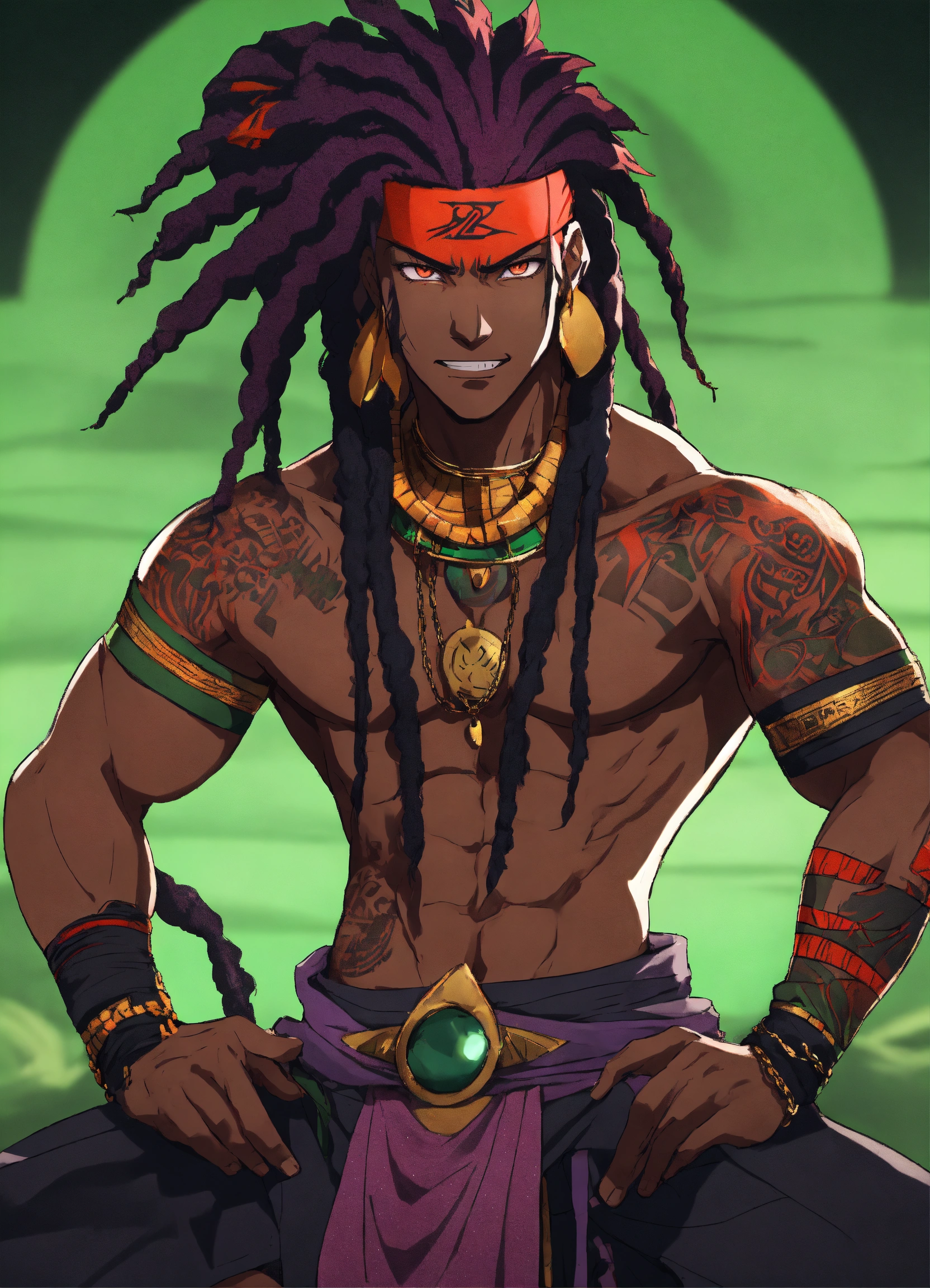 Lexica - African Naruto anime styled character, muscular physique, long ...