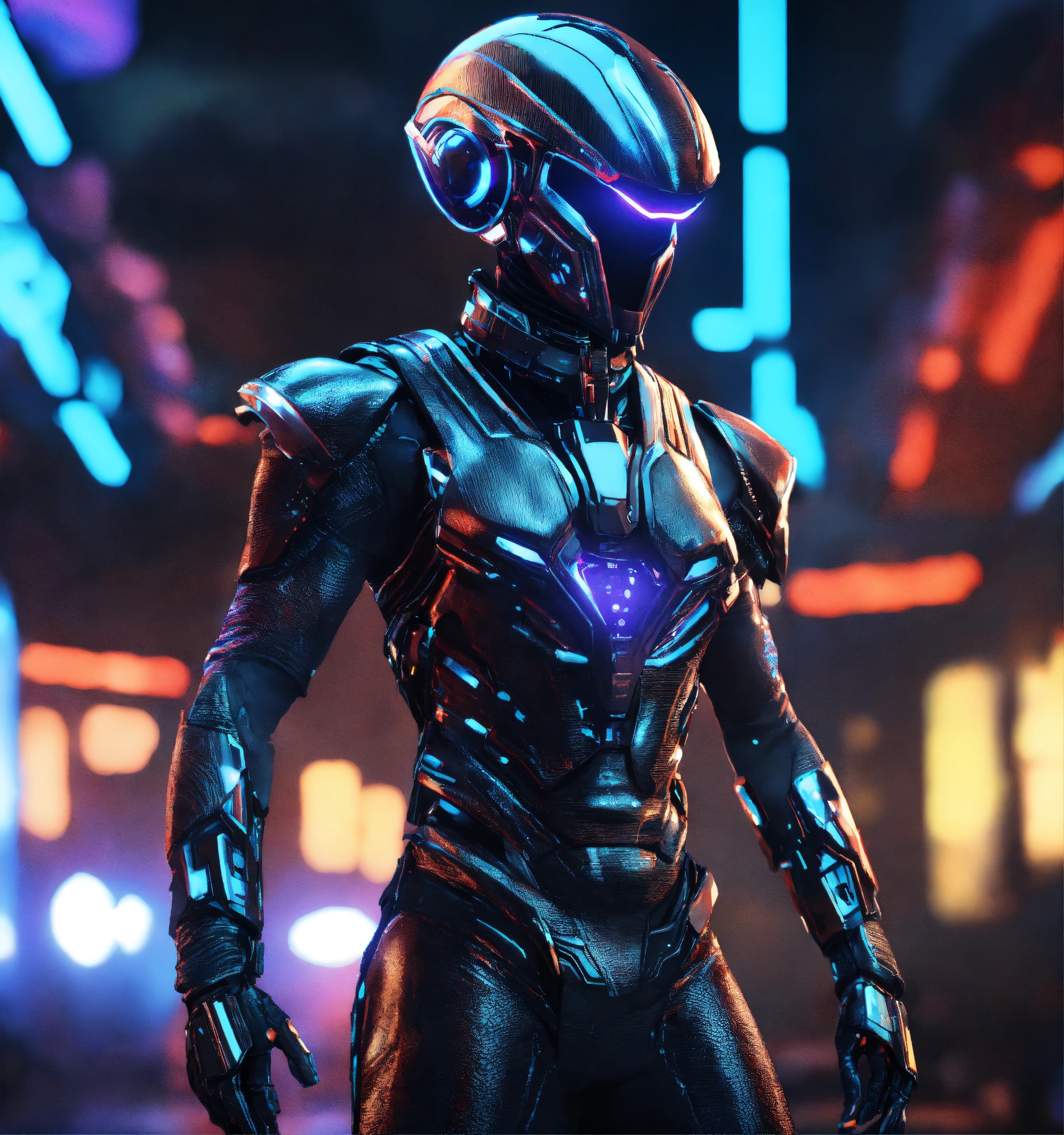 Lexica - Zoom out from an tough male alien android cool gangster ...