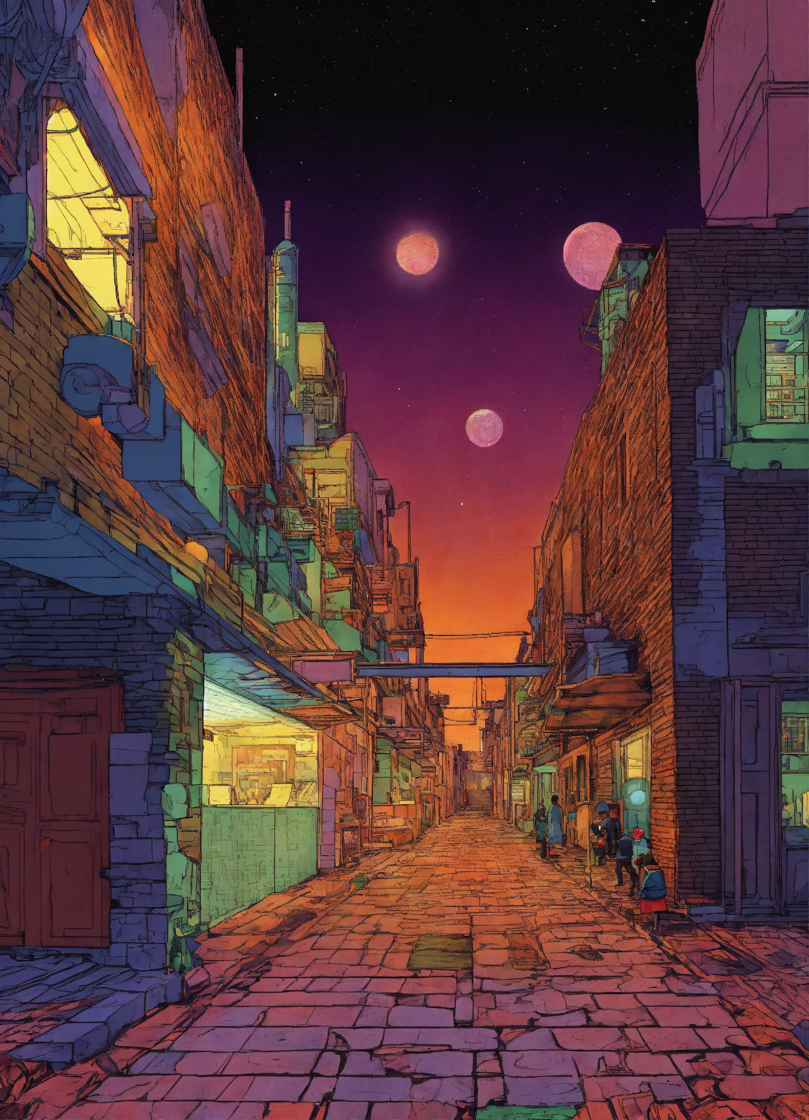 Lexica - Vintage 90's comic style environmental wide shot of a sketchy ...