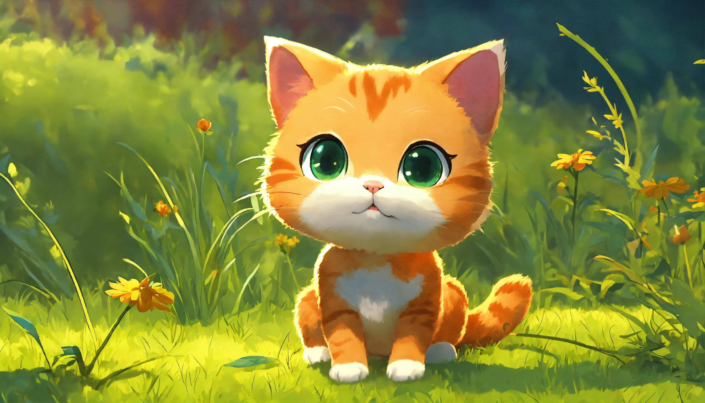 Lexica - Hello, little cat. She plays in the meadow, finding a soft ...