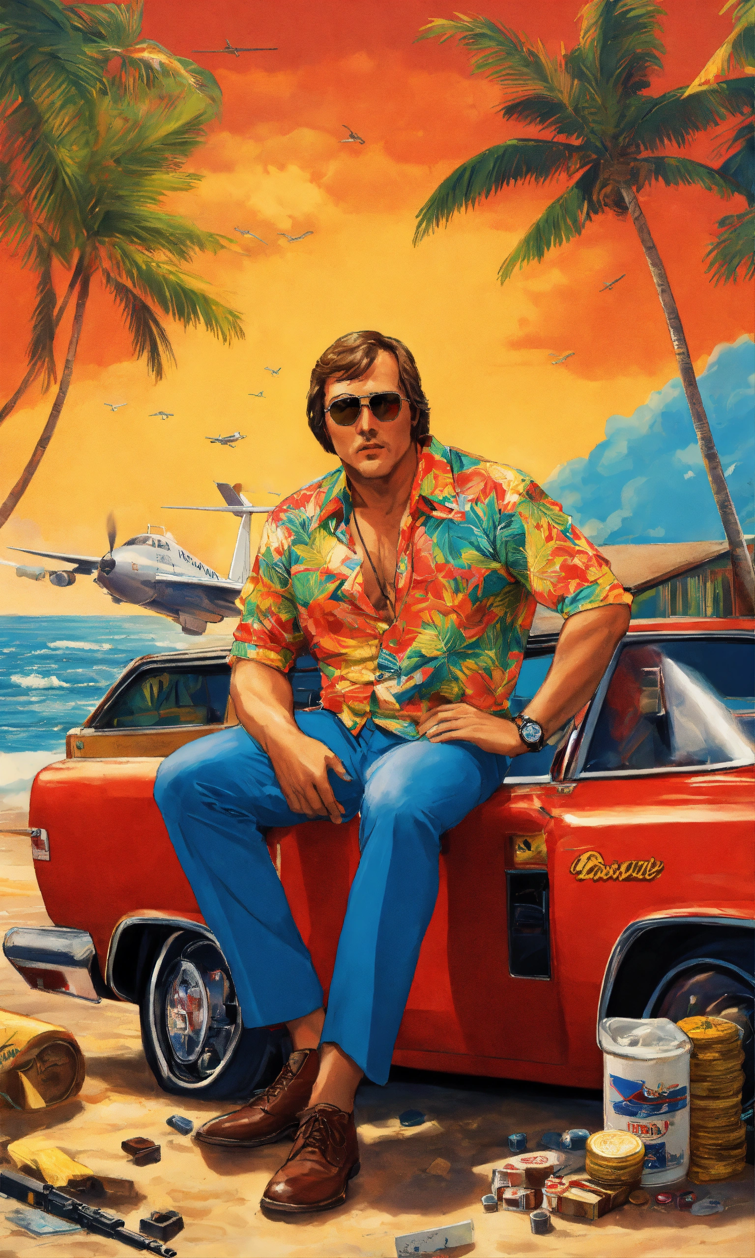 Lexica - Create an image of Barry Seal, the infamous smuggler, seated ...