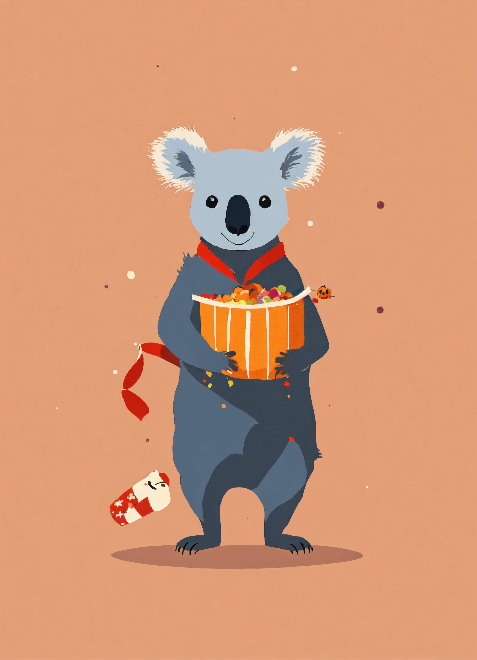 Lexica - A minimalistic drawing of a koala going trick or treating in ...