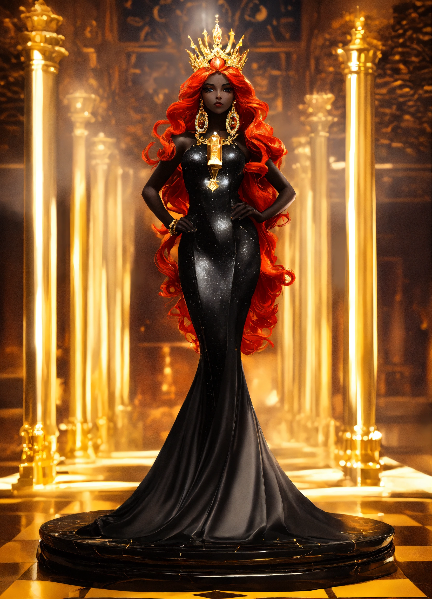 Lexica - Minimalism. Black Solar Queen with long oversized red flowing ...