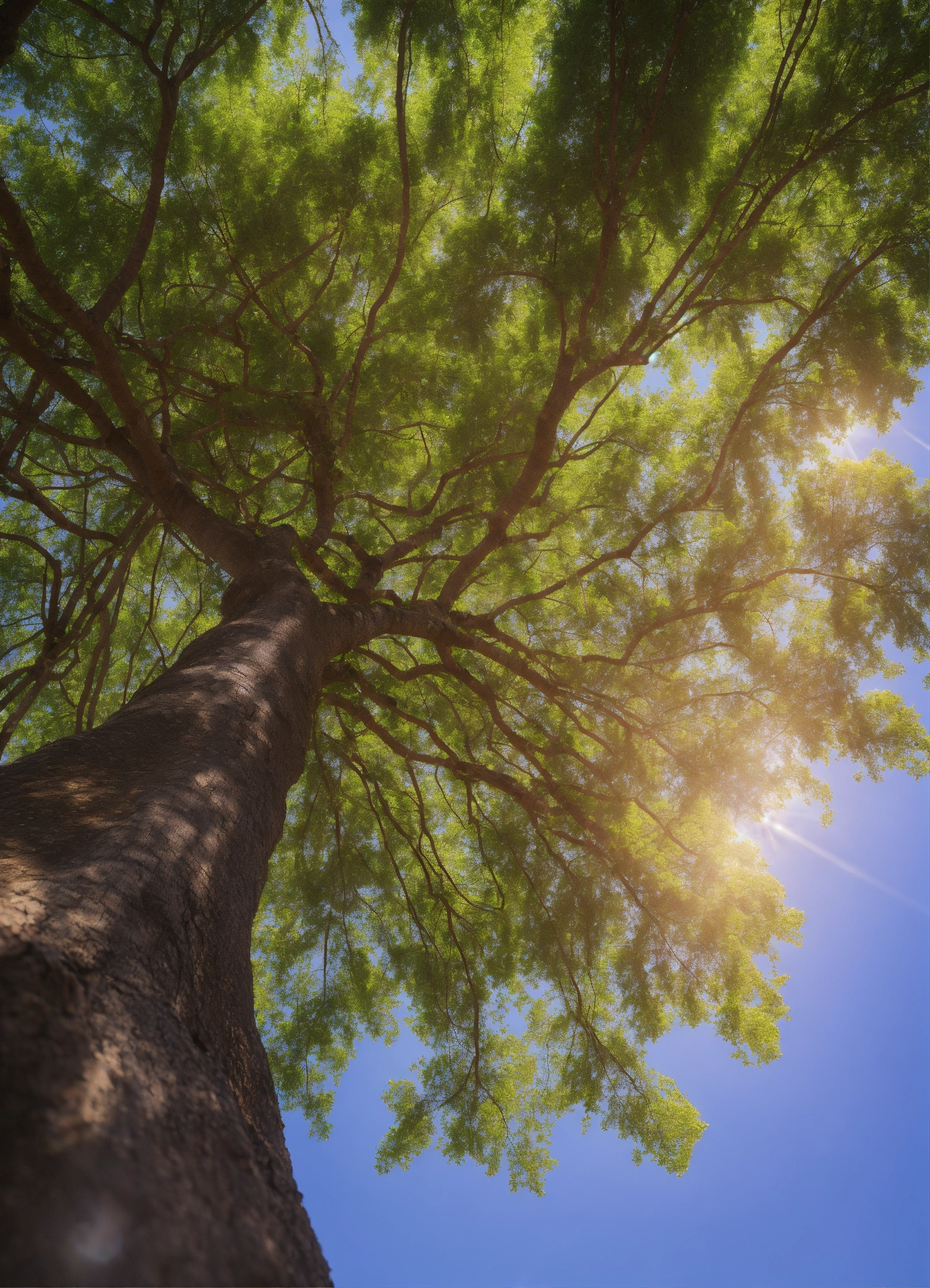 Lexica - Jacaranda, blue sky, trees and sun shining in the background ...