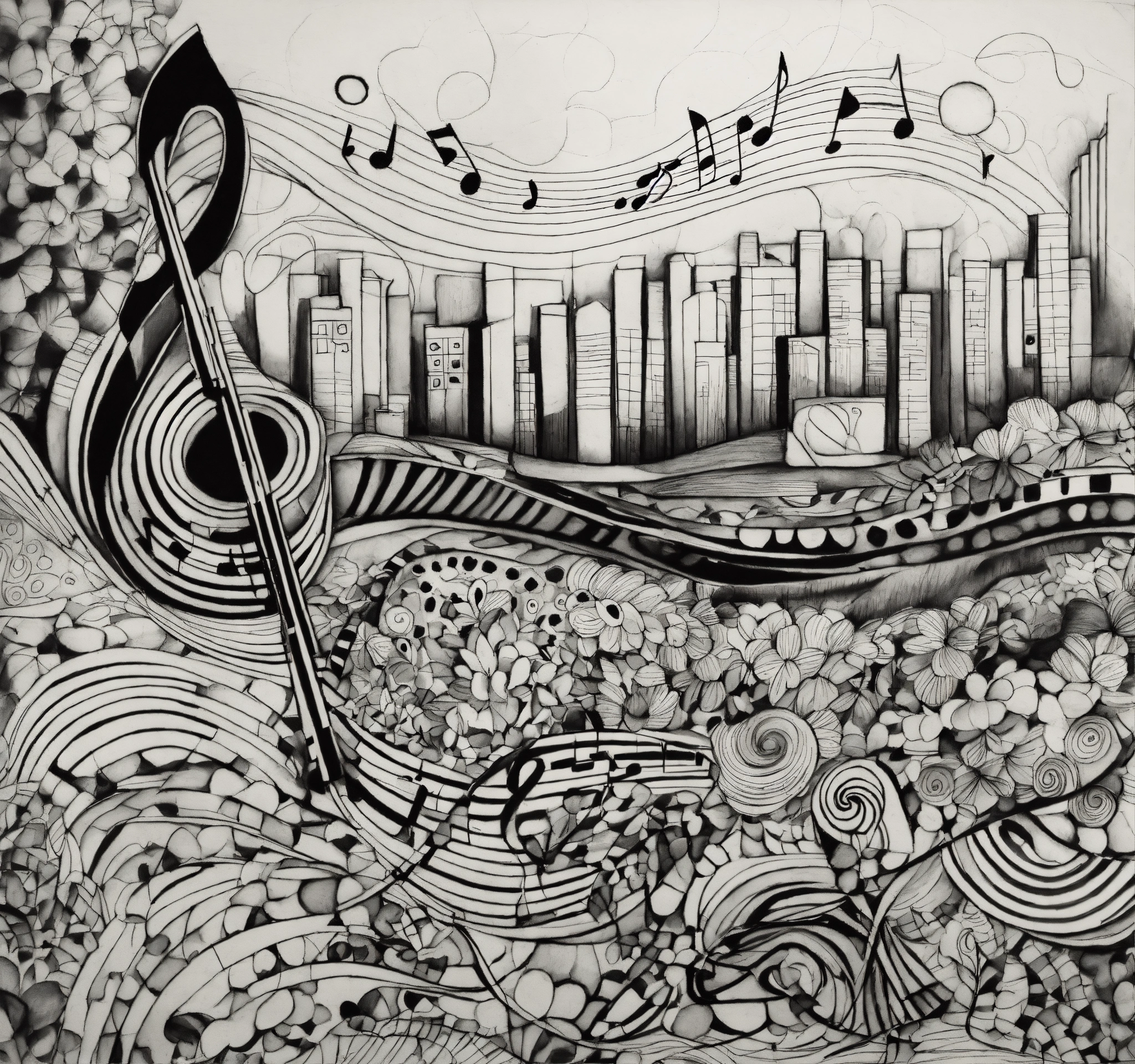 Lexica - Create a pencil sketch art composition with an abstract ...