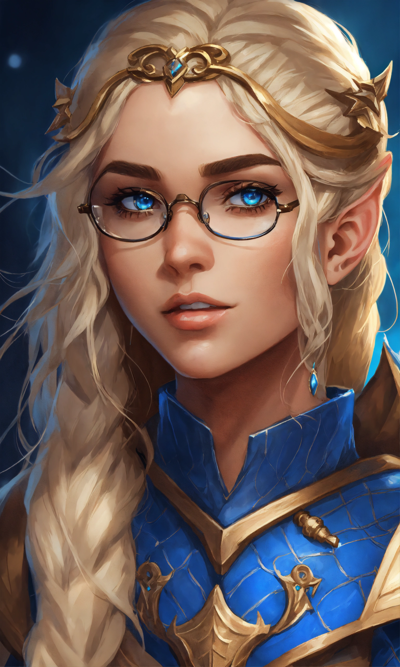 Lexica - A very brown skinned half elf woman, wearing glasses with deep ...