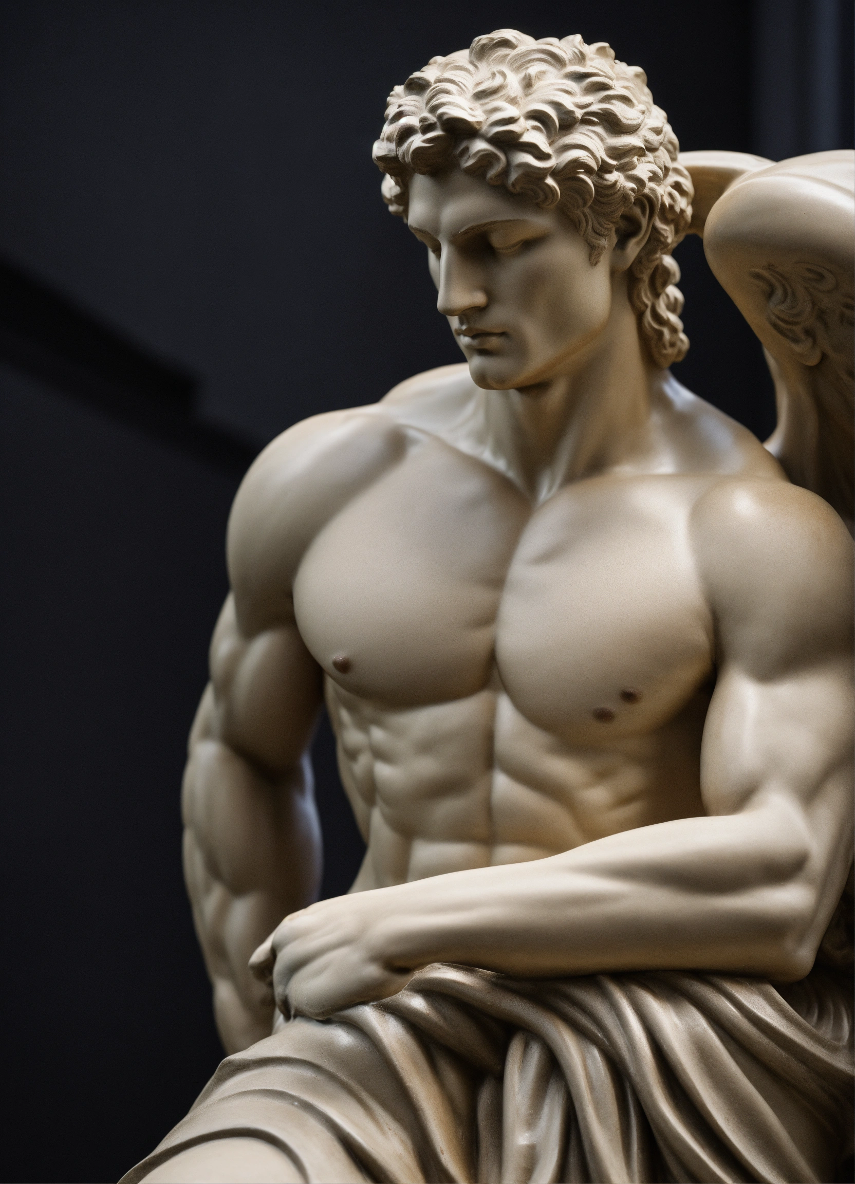 Lexica - Simple muscular greek god statue with middelparting hair white ...