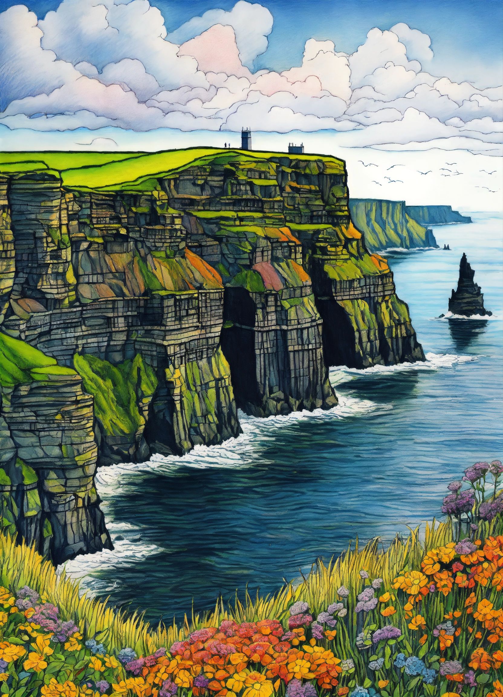 Lexica - Cliffs of Moher a beautiful and highly detailed bright colors ...
