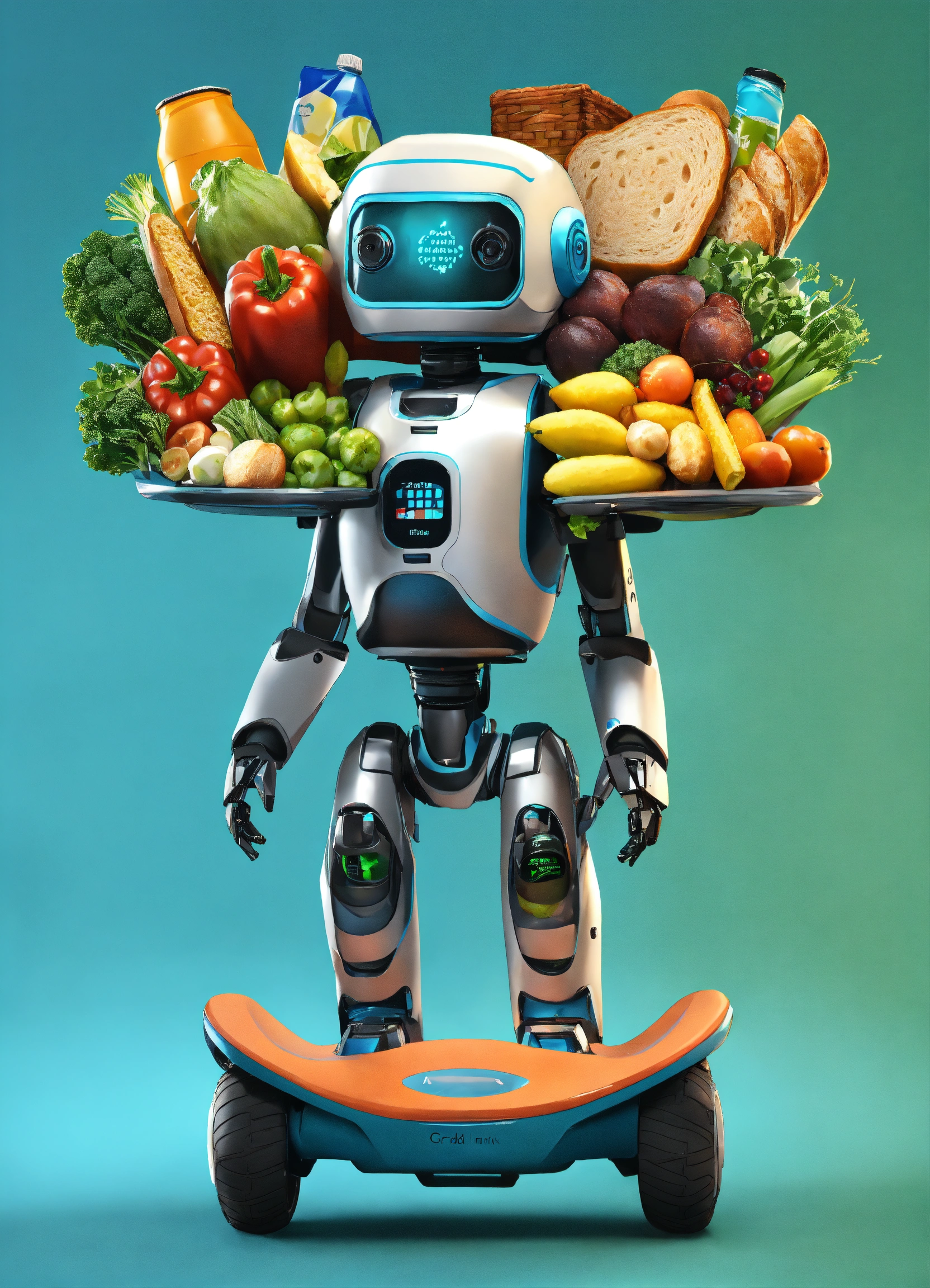 Lexica - A passionate male robot on hoverboard, realistic man face ...