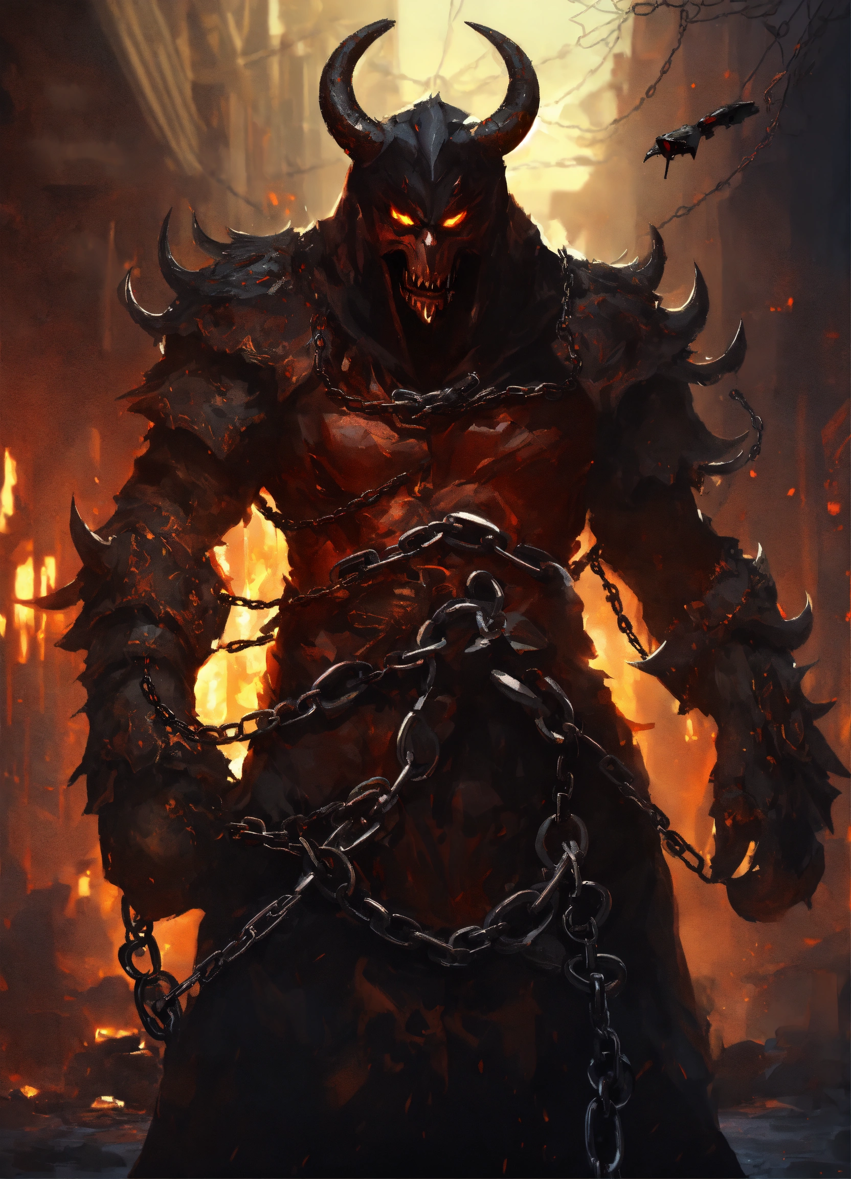 Lexica - A chain demon that wears an executioner mask, has long chains ...