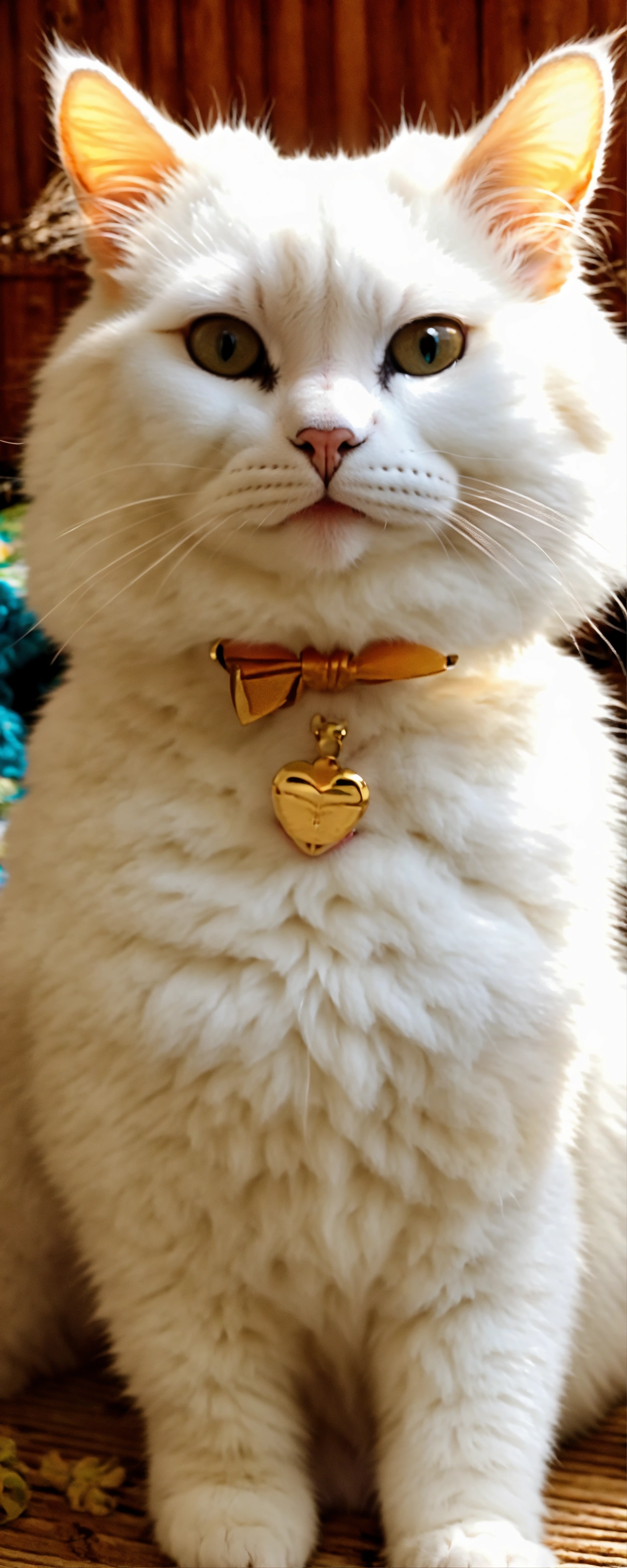 Lexica - A cute white cat with am smile in his face.