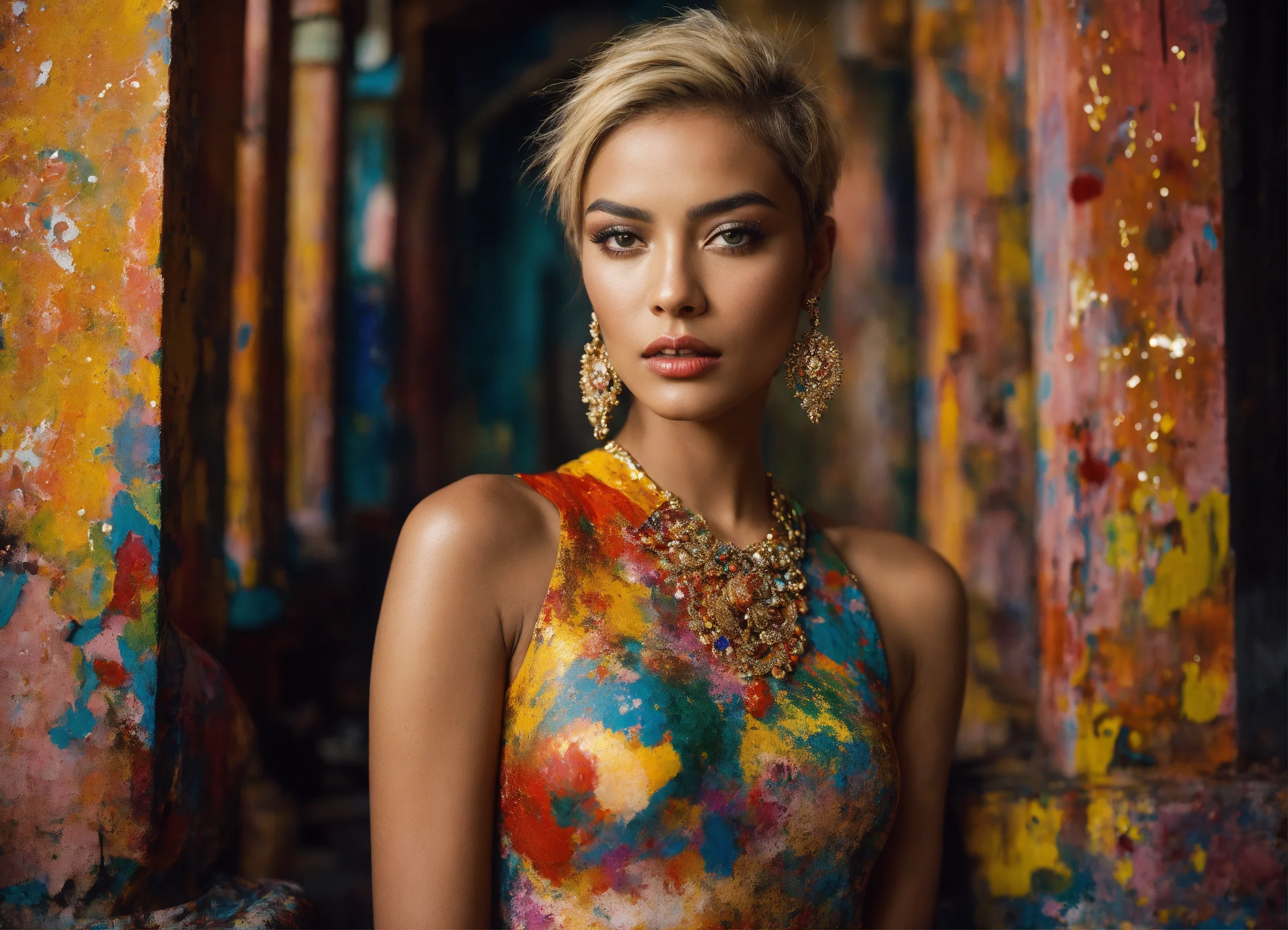 Lexica - Hasselblad photo portrait of a beautiful and mysterious Indian model short hair extra ...