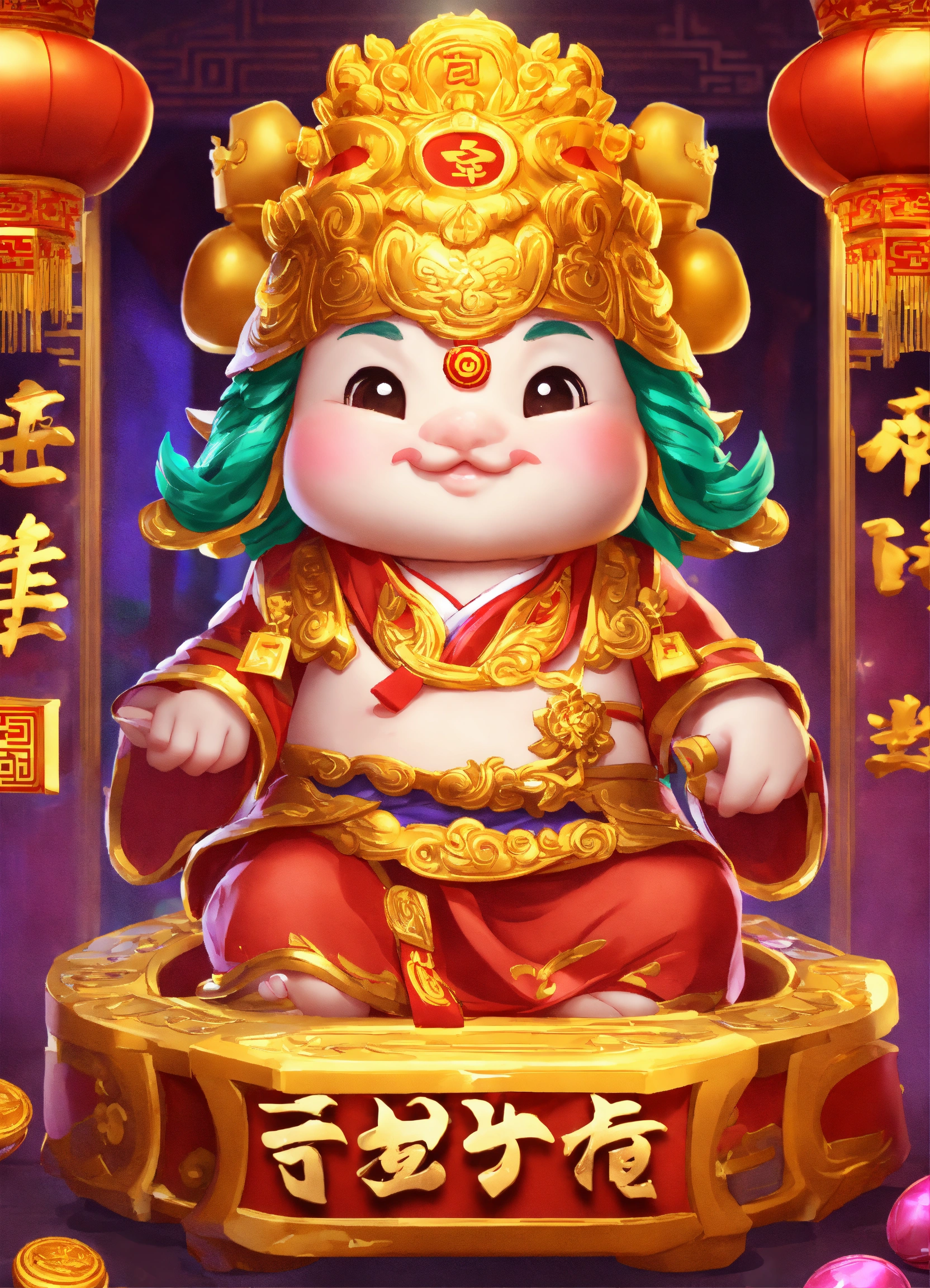 Lexica - 3D god of wealth (Chinese) slot machine game impressionistic ...