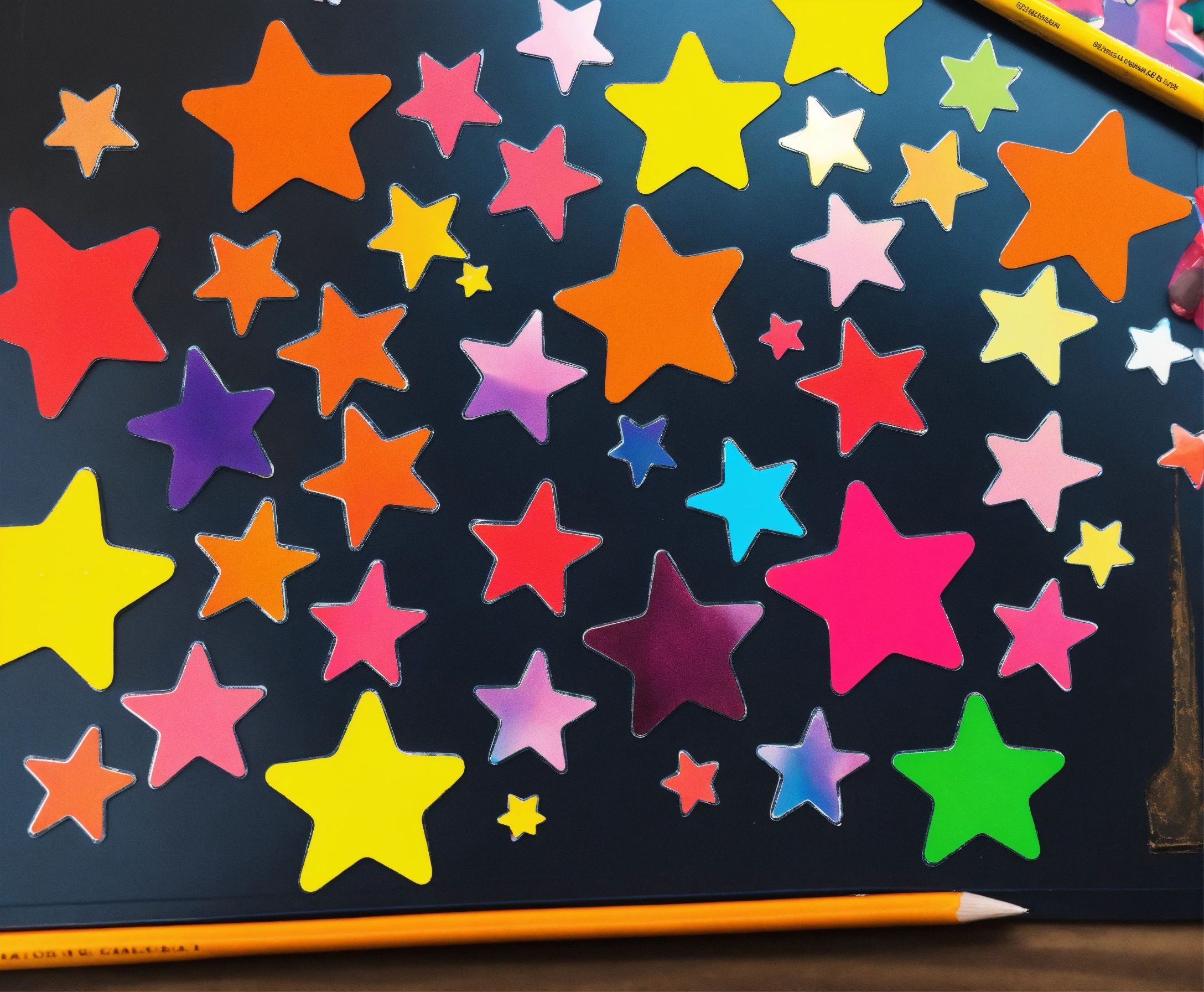 Lexica - Colorful star stickers, black circle stickers