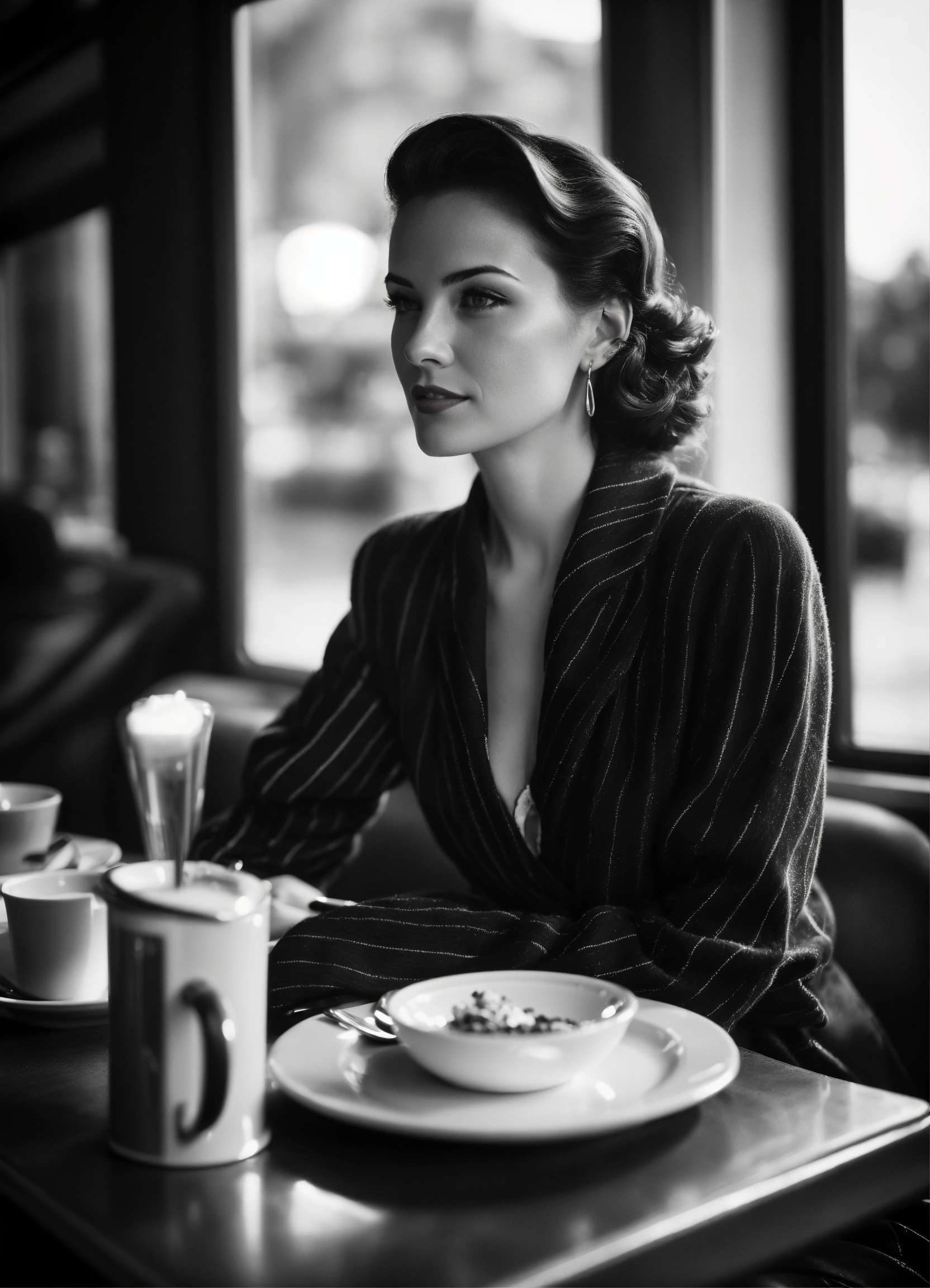 Lexica - Black and white photography, beautiful stylish woman, 40s ...