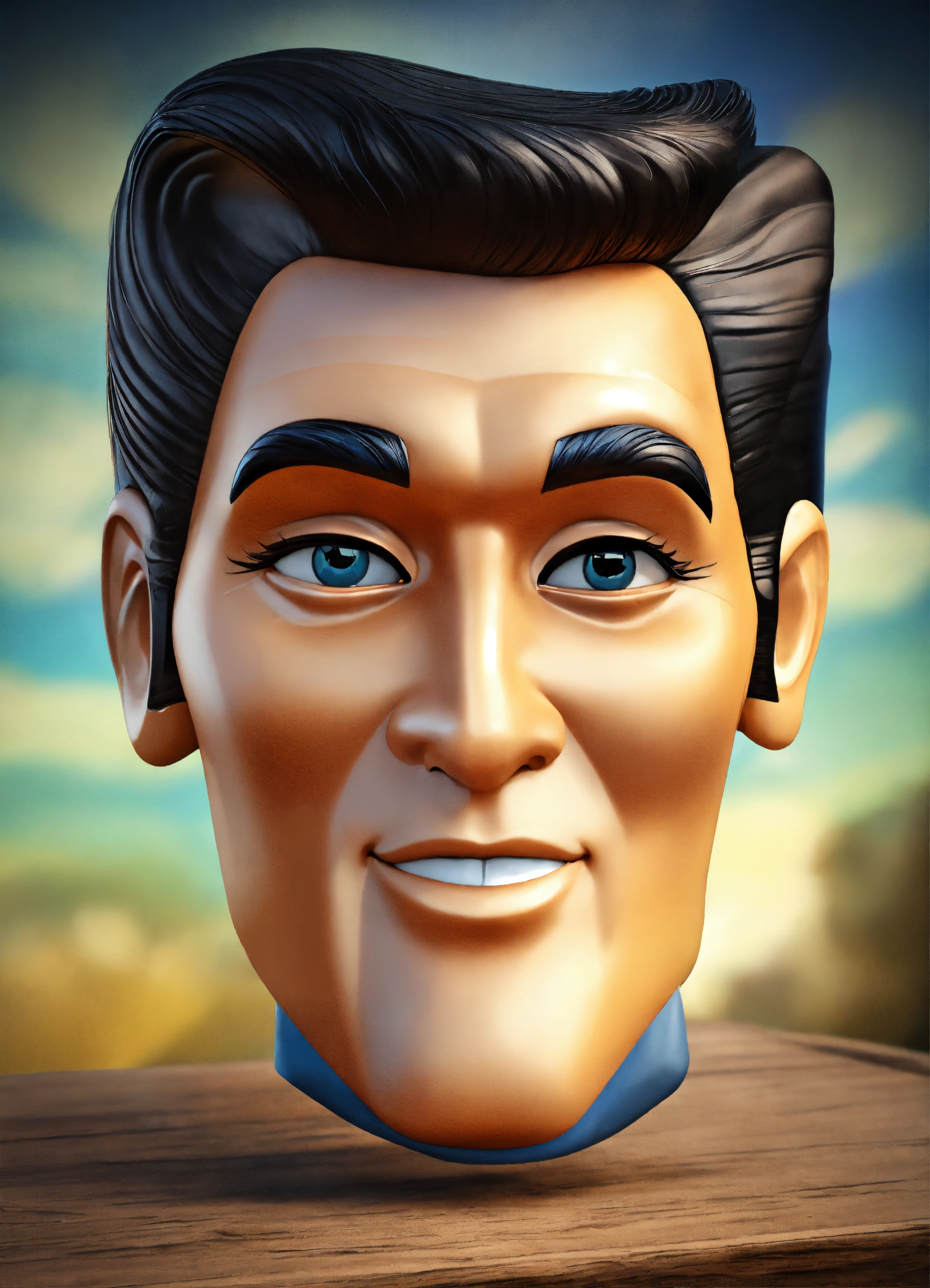 Lexica - Elvis presley 3d style cartoon primitive mascot face