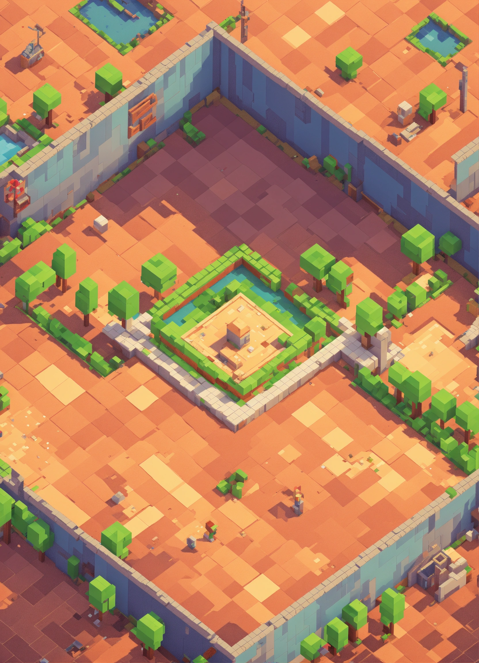 Lexica - Simple blocky pixel image in a 3/4 top-down perspective with ...