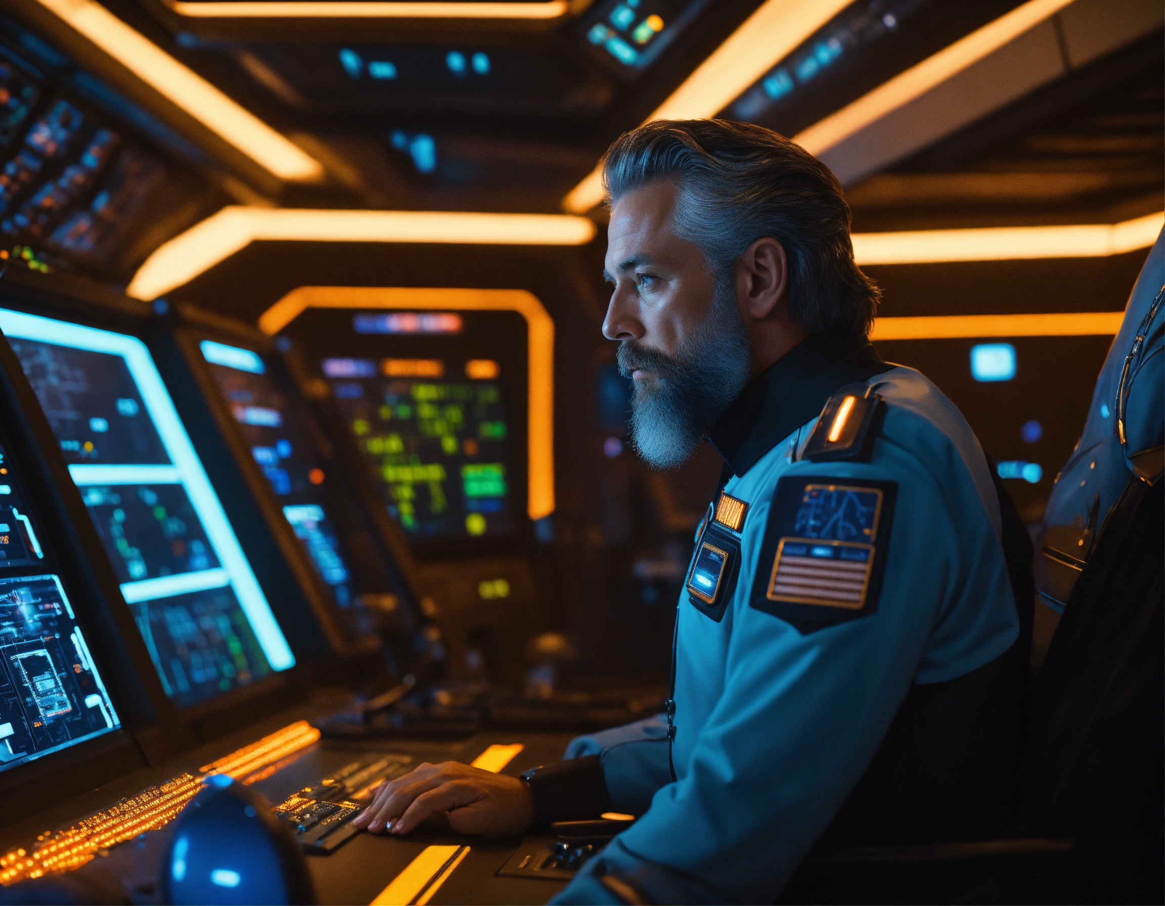 Lexica - 50 year old masculine star commander in deep thought wearing a ...