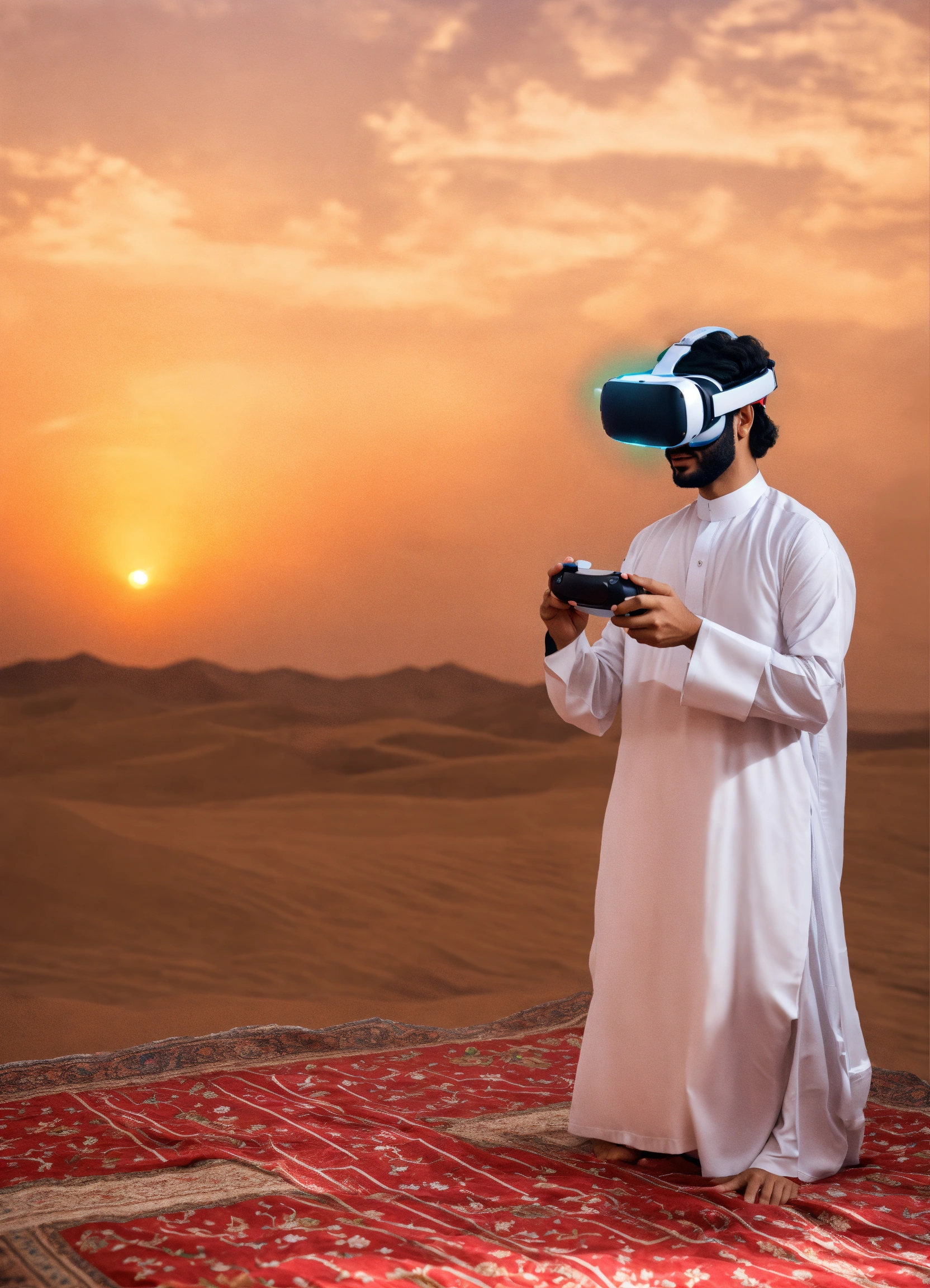 Lexica - Person with Saudi traditional cloth playing VR