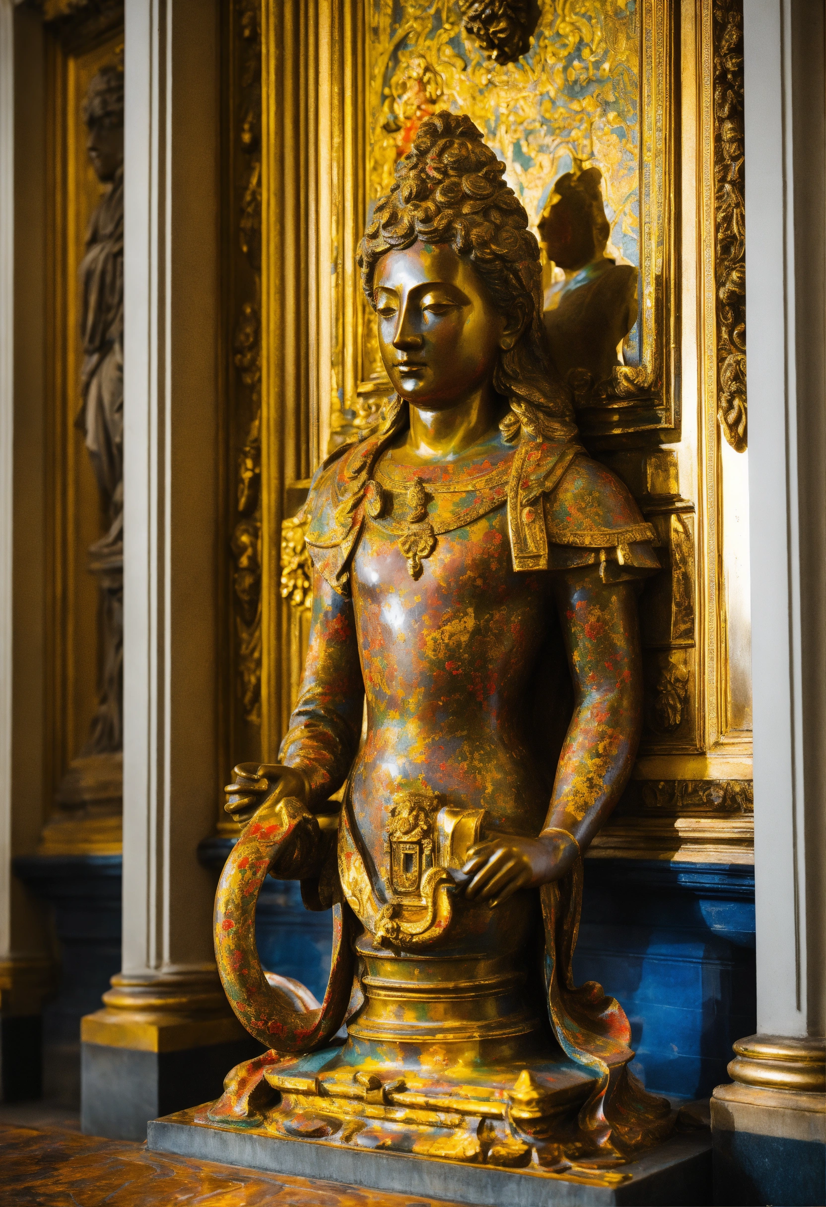 Lexica - Sneaky strange statue god in beautiful strong like colours ...