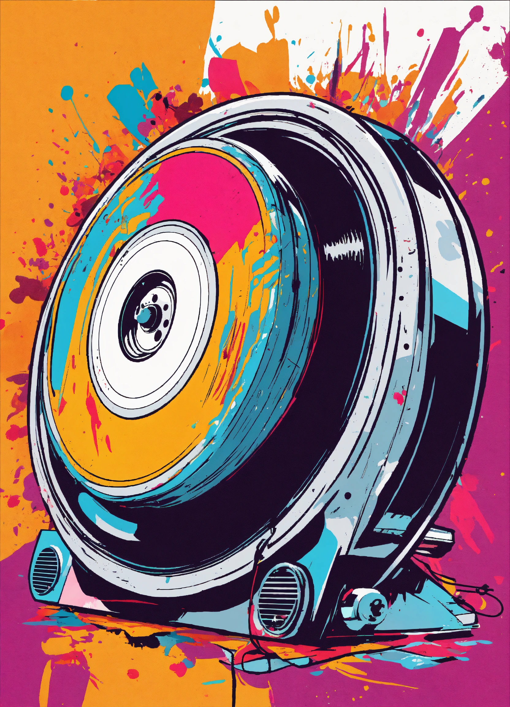 Lexica - Print ready vector t-shirt design, illustration of a turntable ...