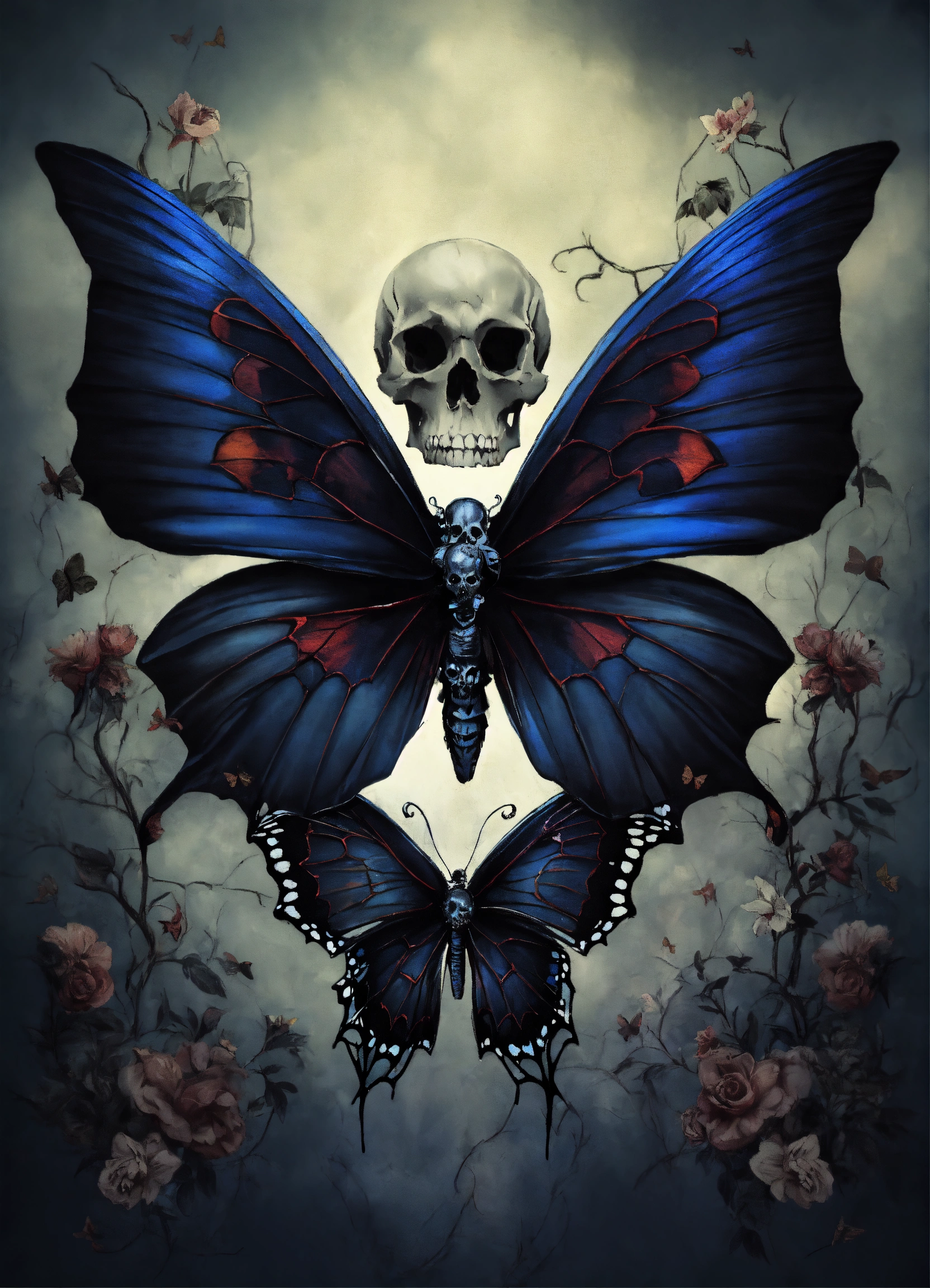 Lexica - Gothic skull butterfly, demonic, creepy, dramatic,