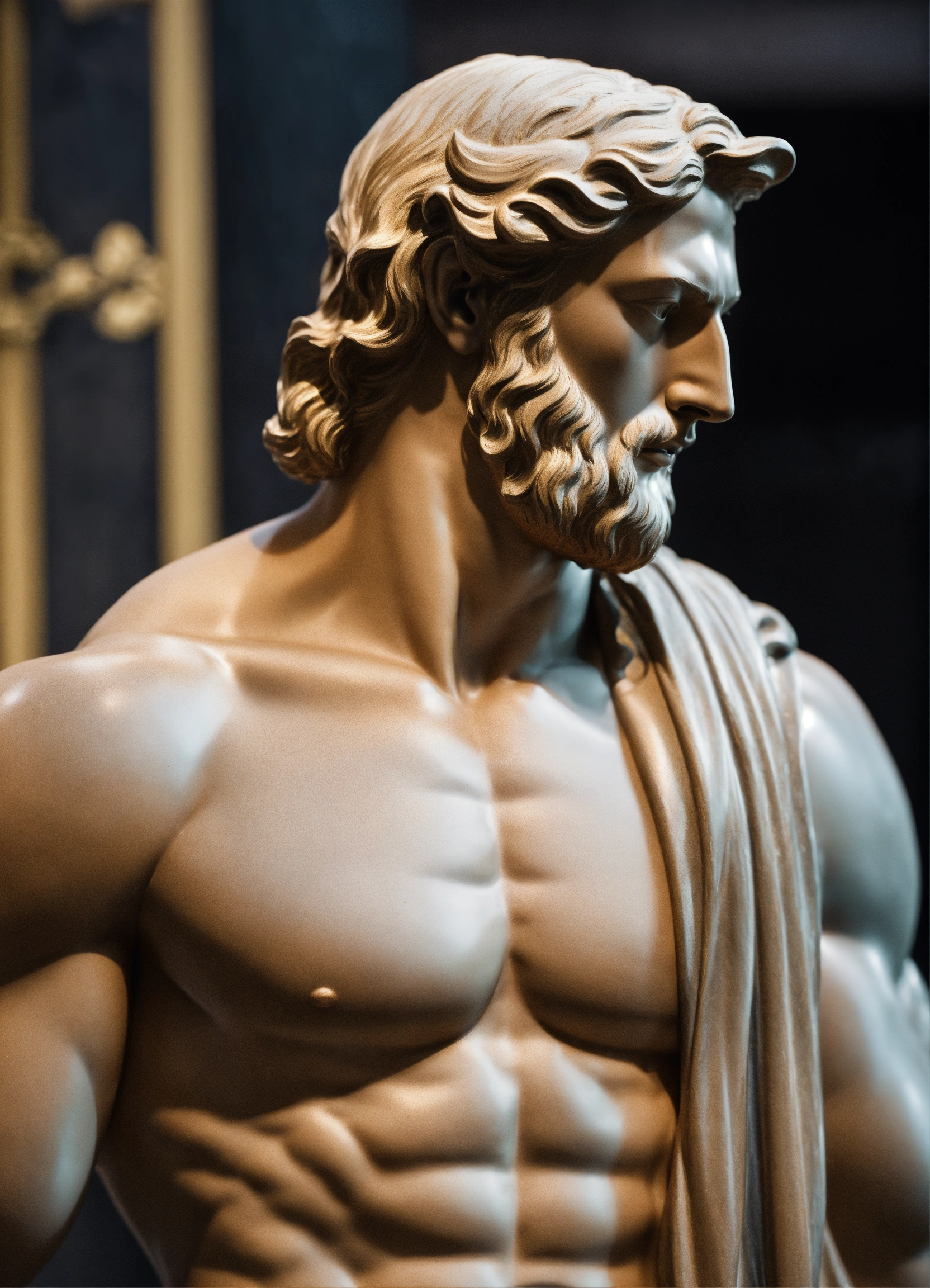 Lexica - Simple muscular greek god statue with middelparting hair with ...