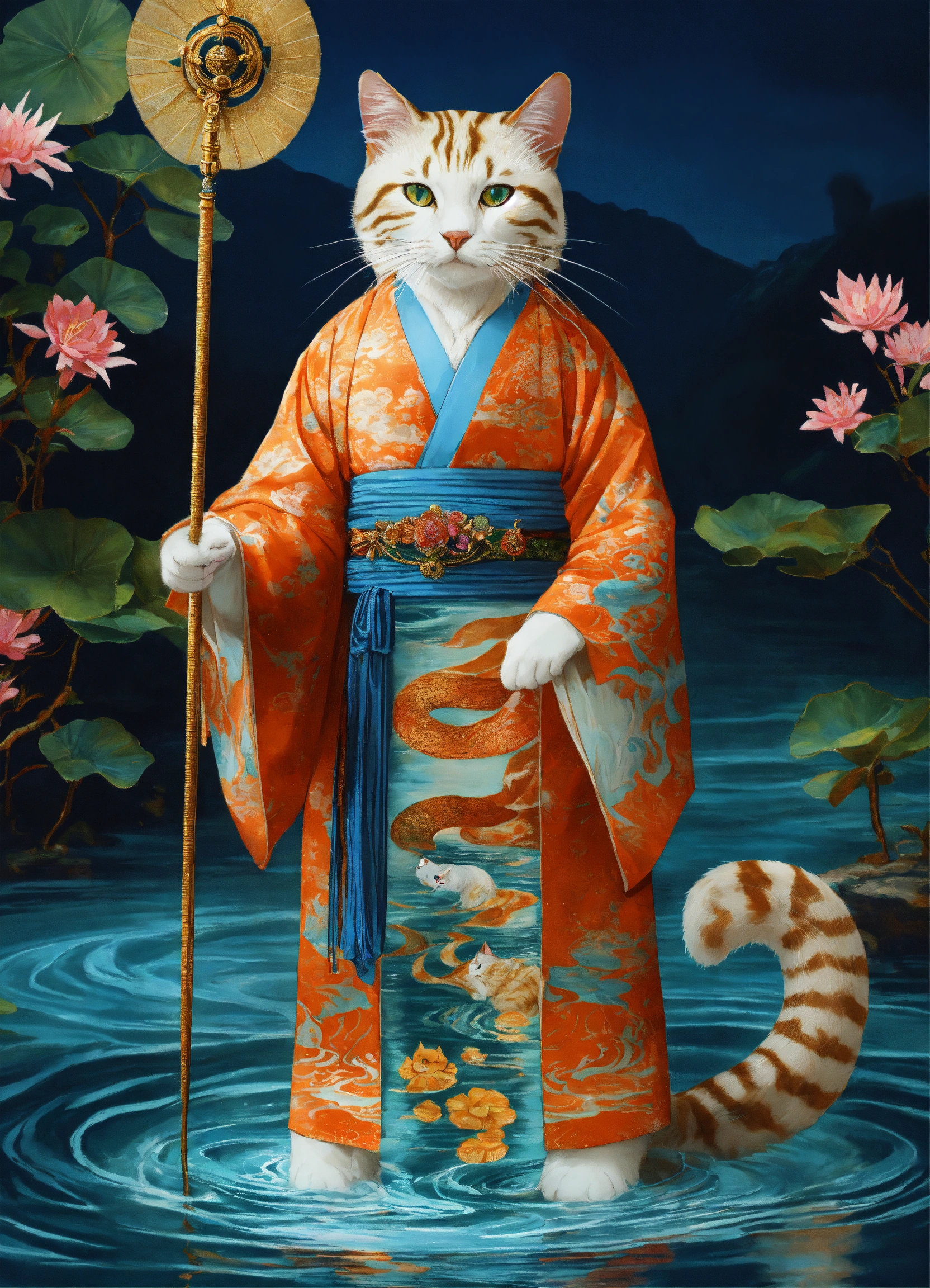 Lexica - River Deity Cat Adorned in Rippling Waters, Enigmatic This ...