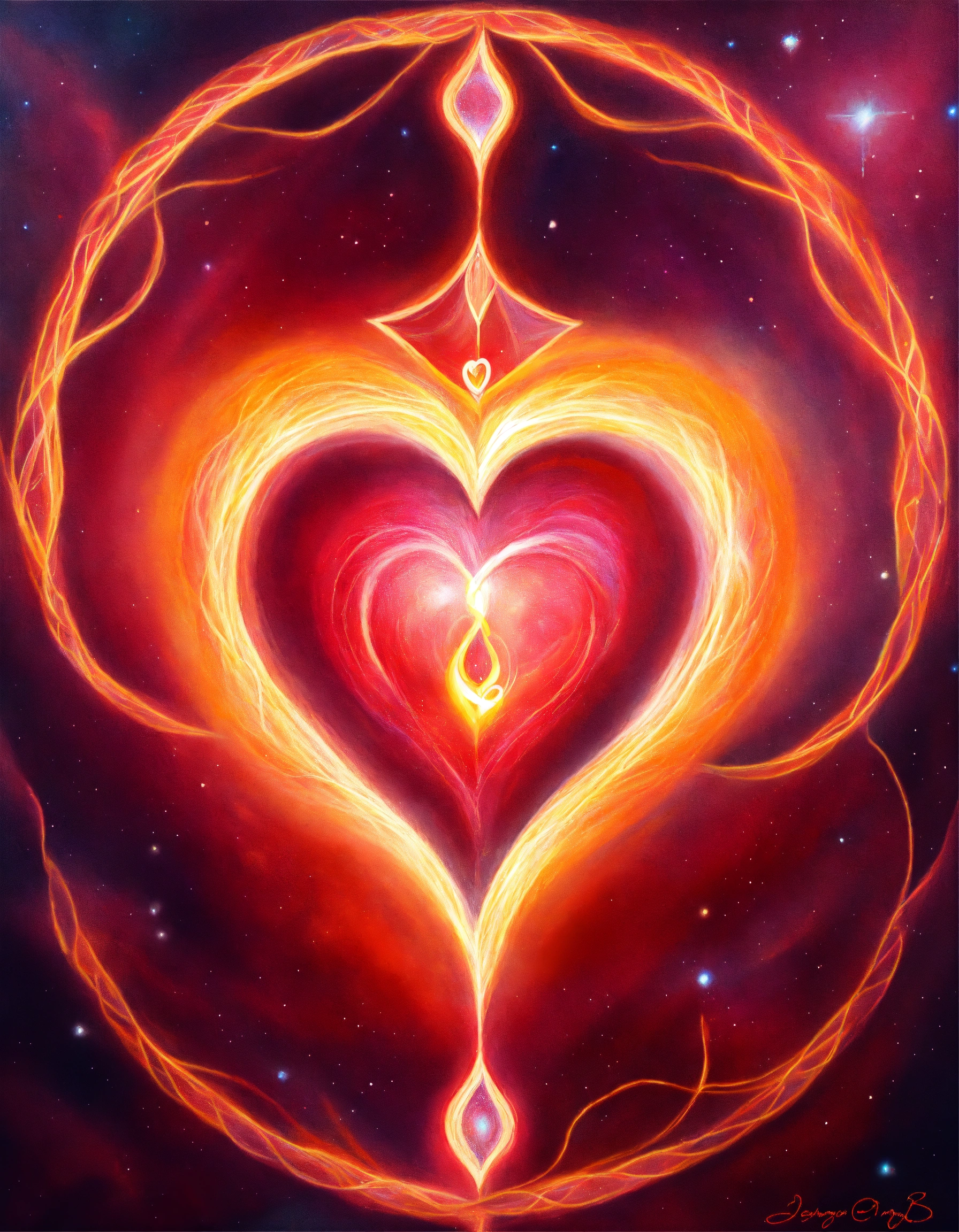 Lexica - Beautifull colored pencil drawing of a spiritual lighting heart being consumed in a ...