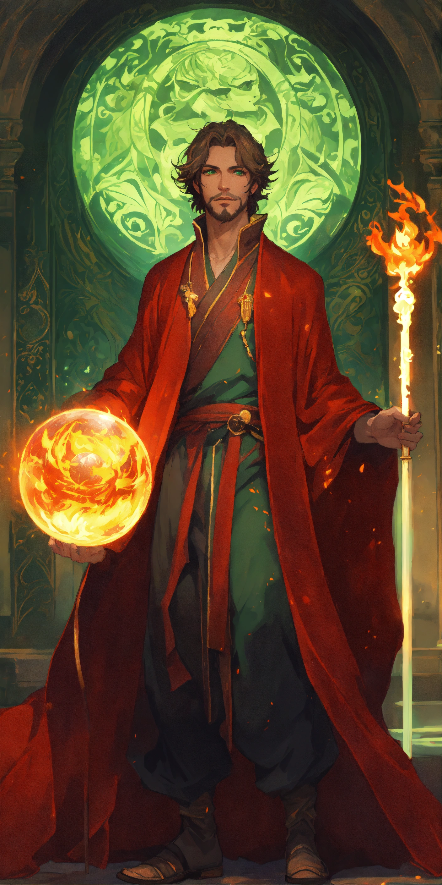 Lexica - Handsome, human, imperial male fire sorcerer with goatee, with ...