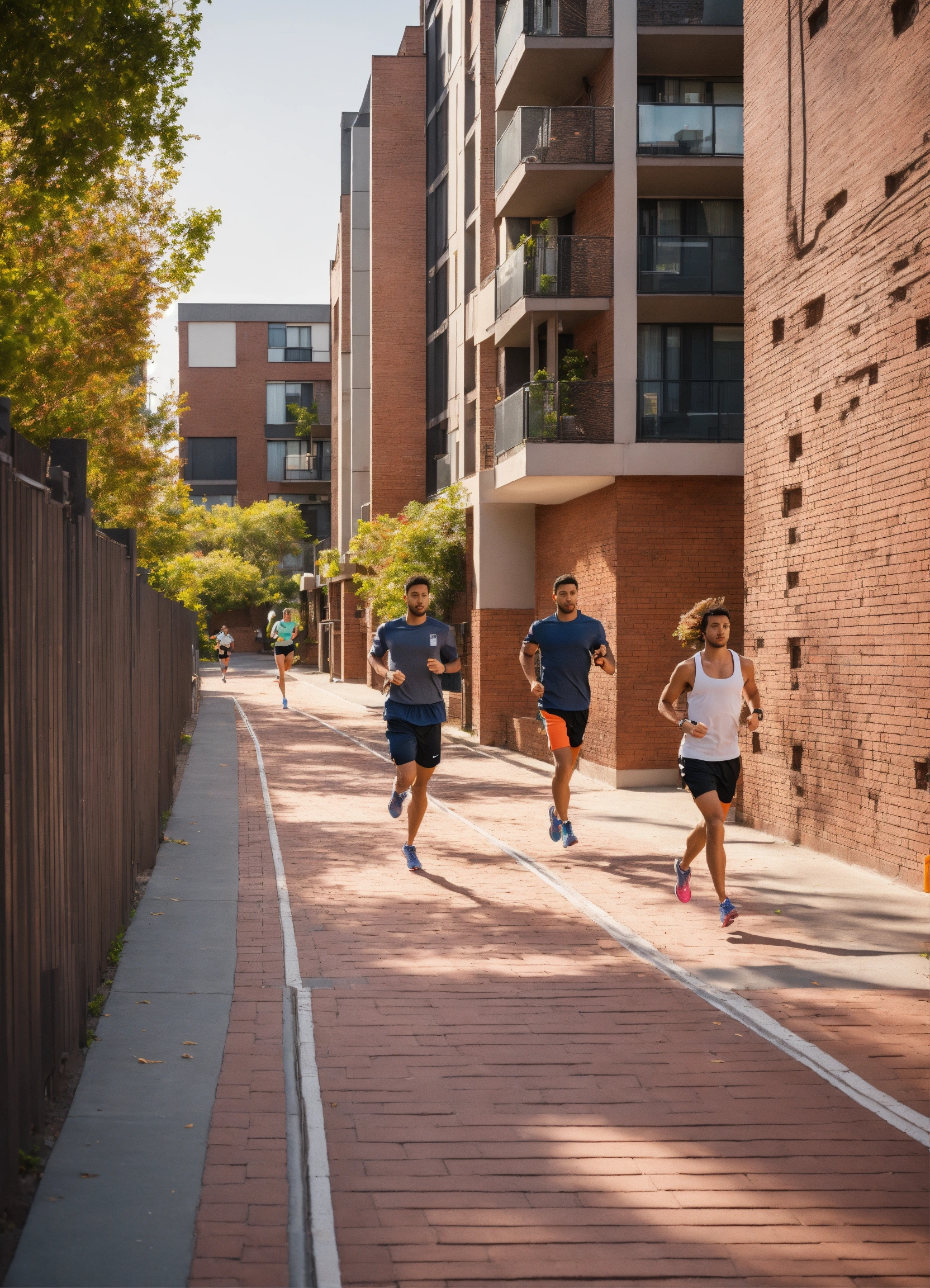Lexica - A jogger's track with pavers where people are running which is ...