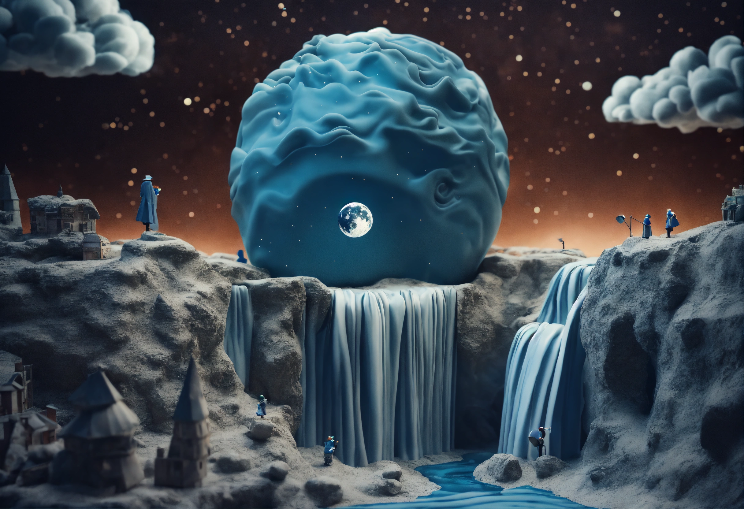 Lexica - Hand-made artwork 3D, modeling clay, upside down rené magritte ...