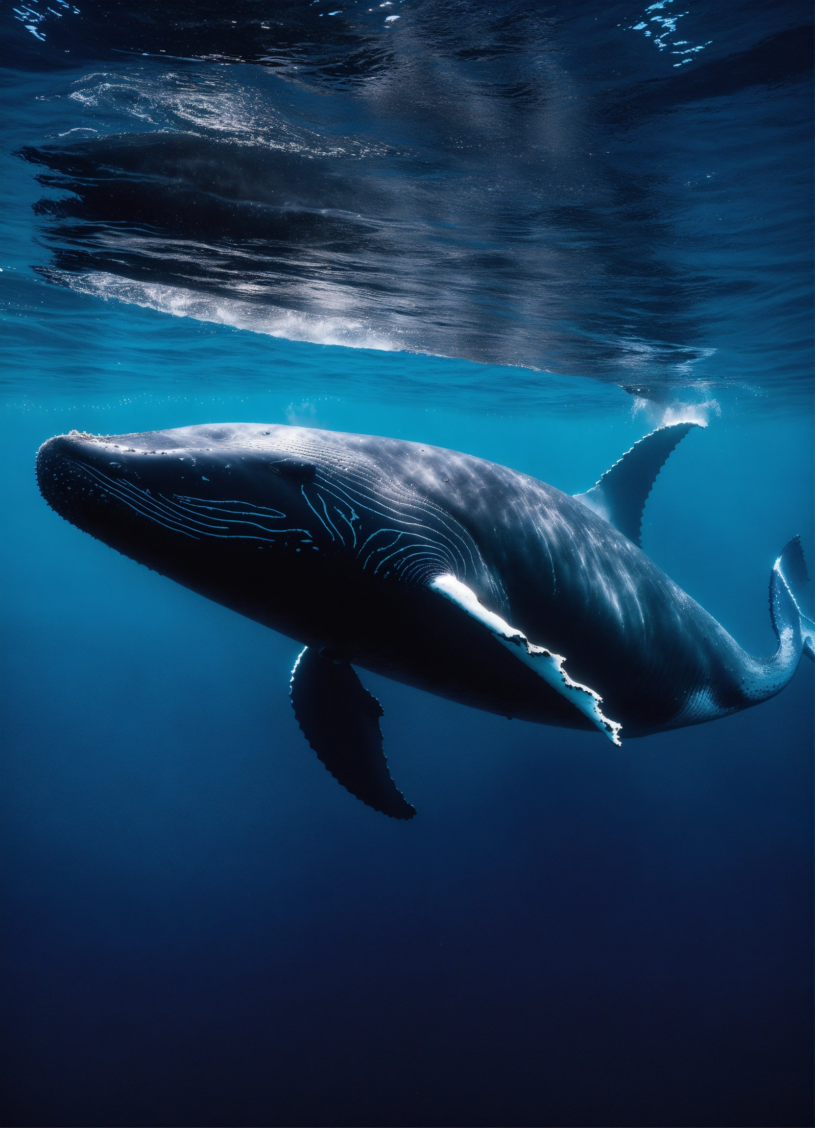 Lexica - A frozen humpback whale swimming away in the darkness of the ...