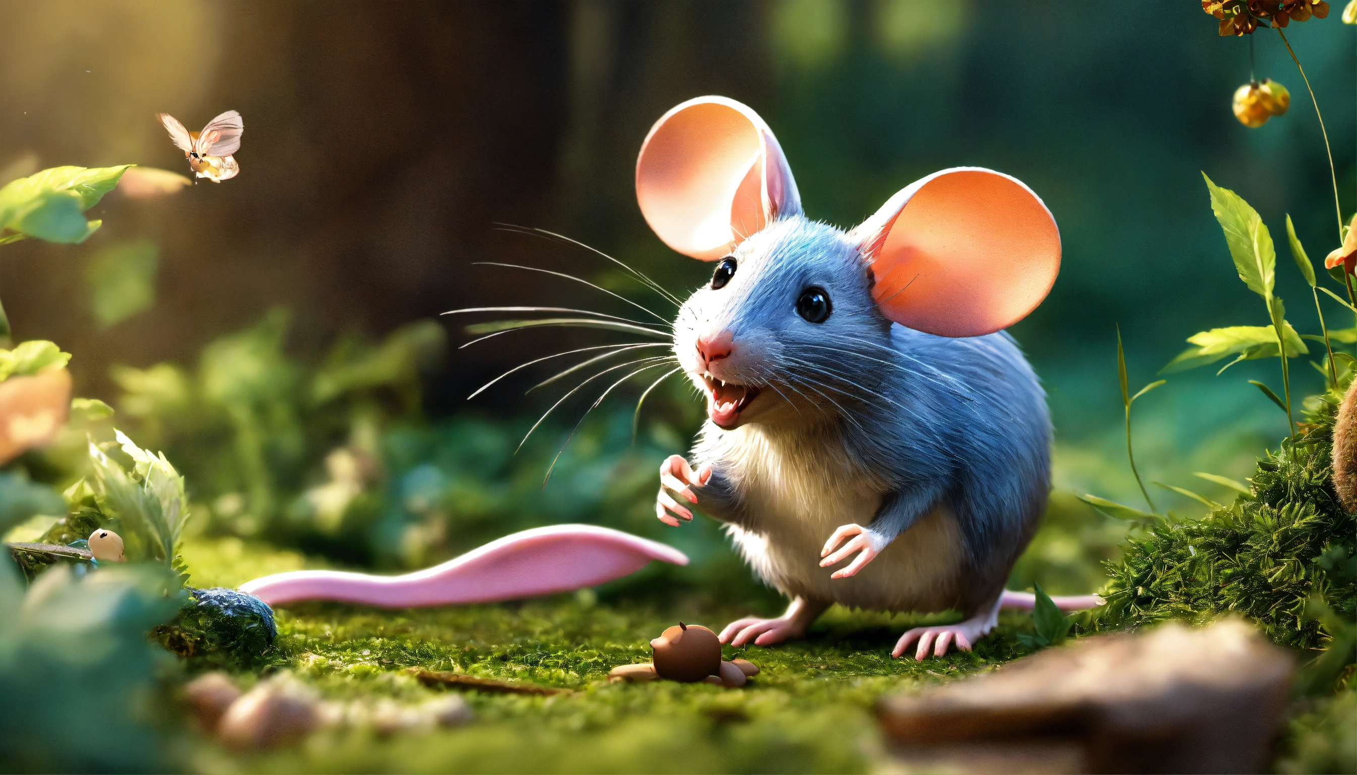 Lexica - "Create an image of the mischievous mouse playing with forest ...