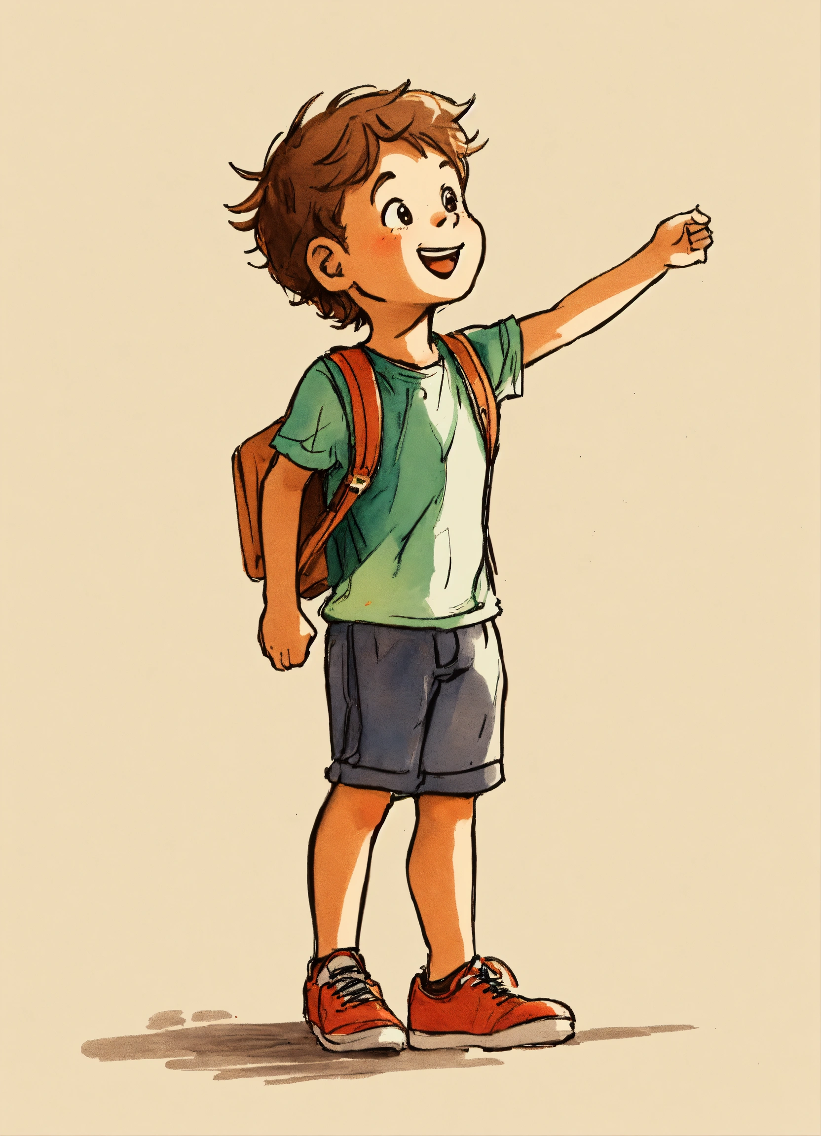 Lexica - A cute, happy boy drawn from the profile. Looking to the side ...