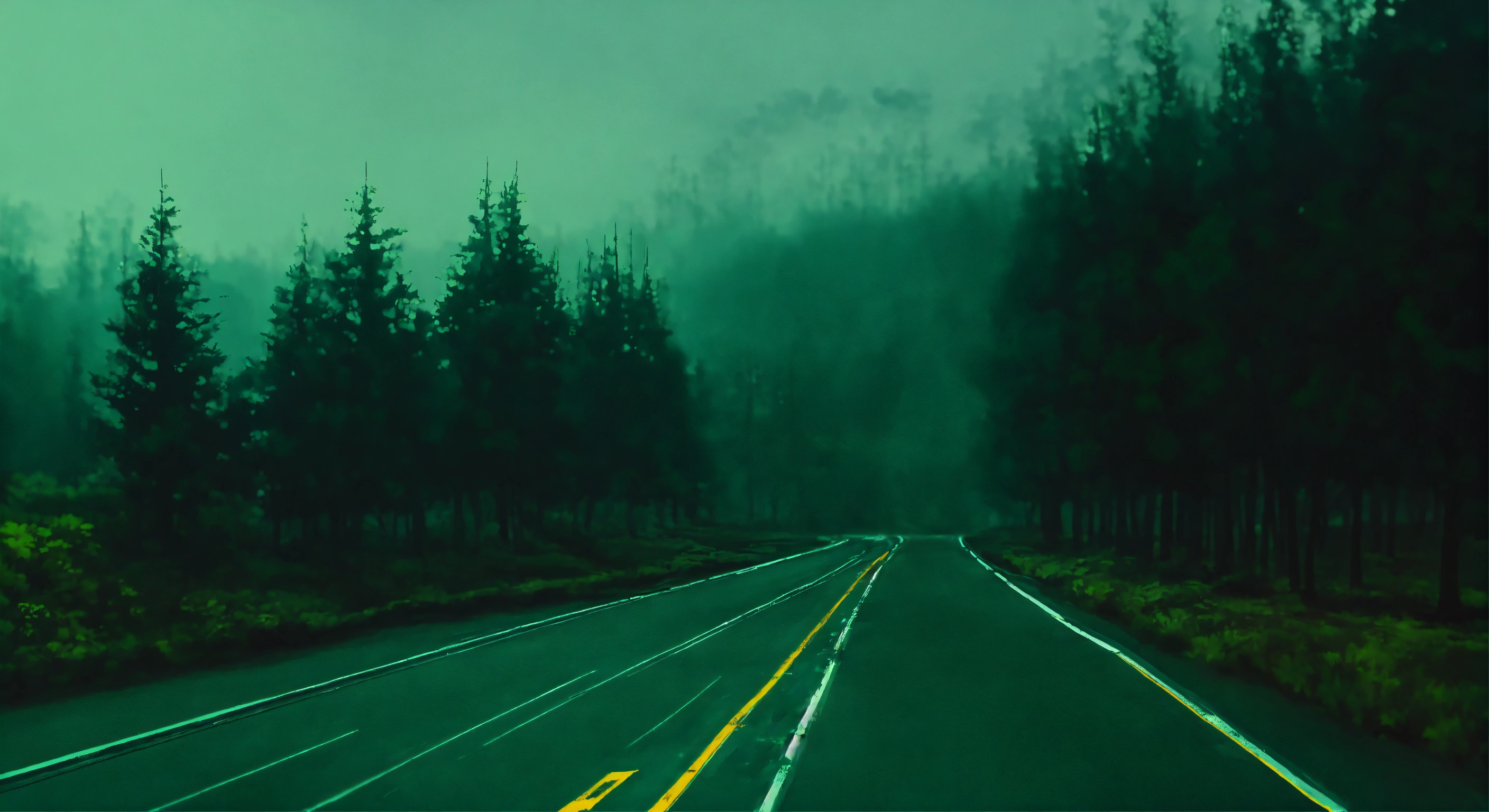 Lexica - A road with trees on each side, realistic, depressing, middle ...