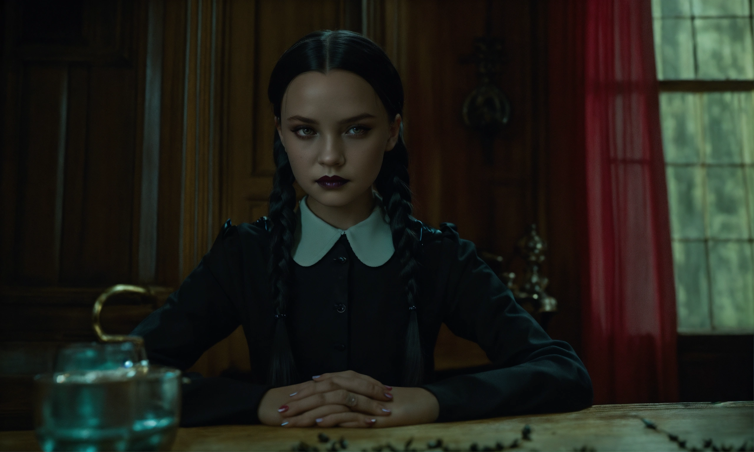 Lexica - Wednesday Addams from the series, black hair braided full ...