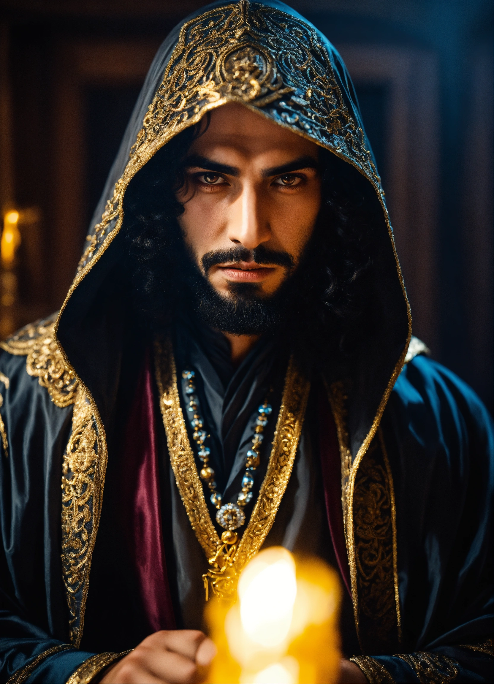 Lexica - Young handsome evil middle eastern male wizard, lavish clothes ...